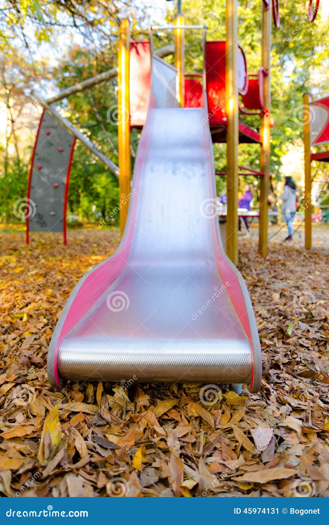Playground Slides in the Park Stock Image - Image of outdoors, cradle ...