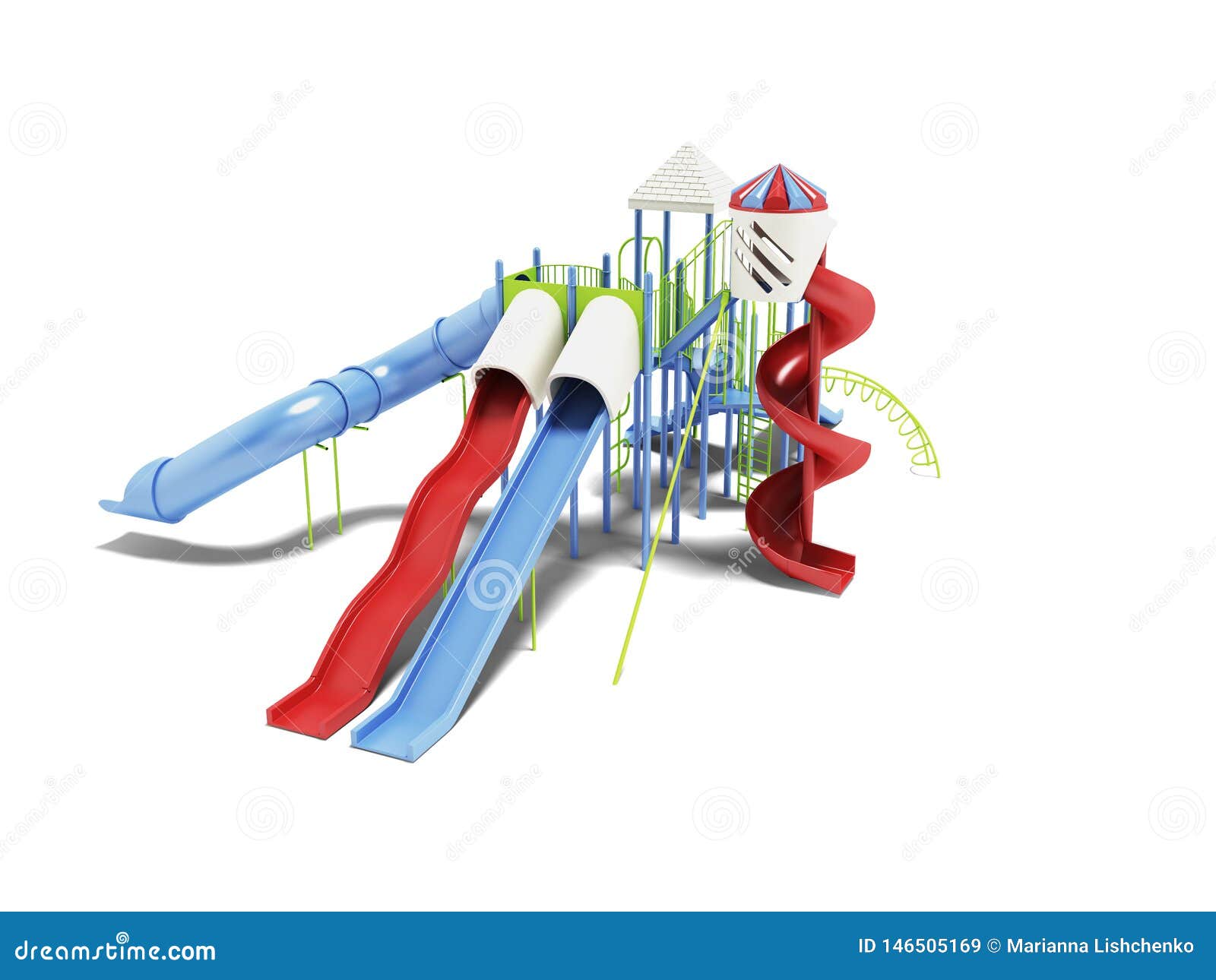 Playground for Small Children in the Summer 3d Render on White ...