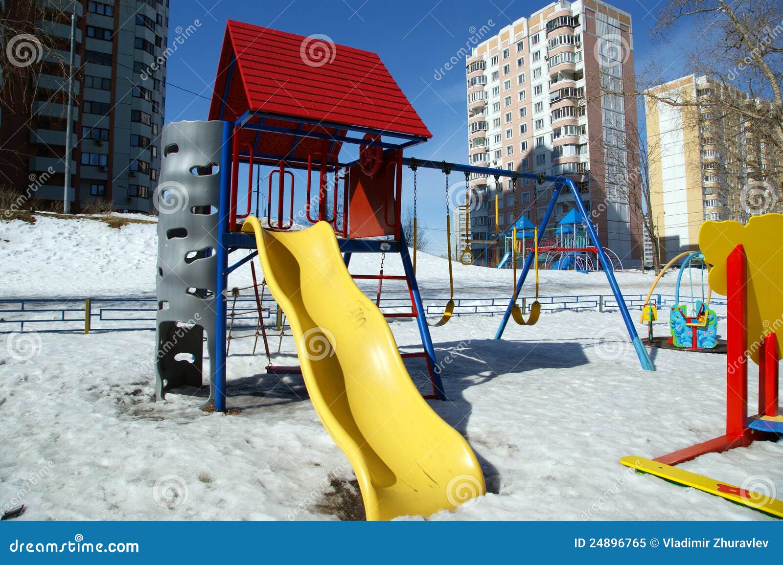 Playground snowy winters stock image. Image of slide - 24896765