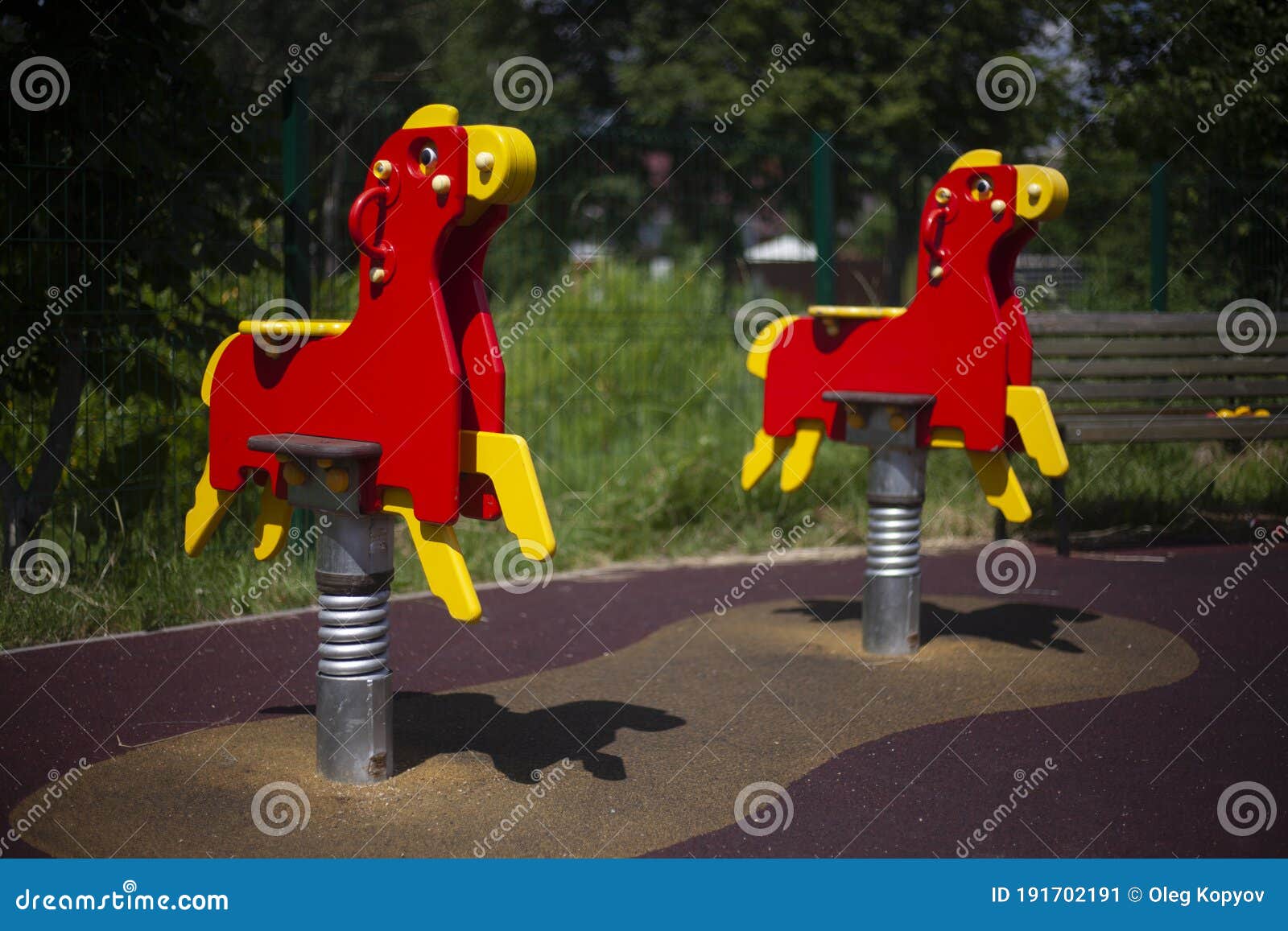 Playground. Spring Horses on the Playground Stock Image - Image of ...