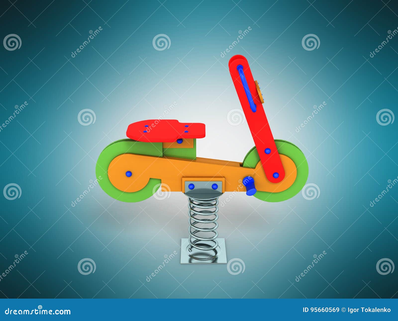Playground Spring Motorcycle 3d Render on Blue Background Stock ...