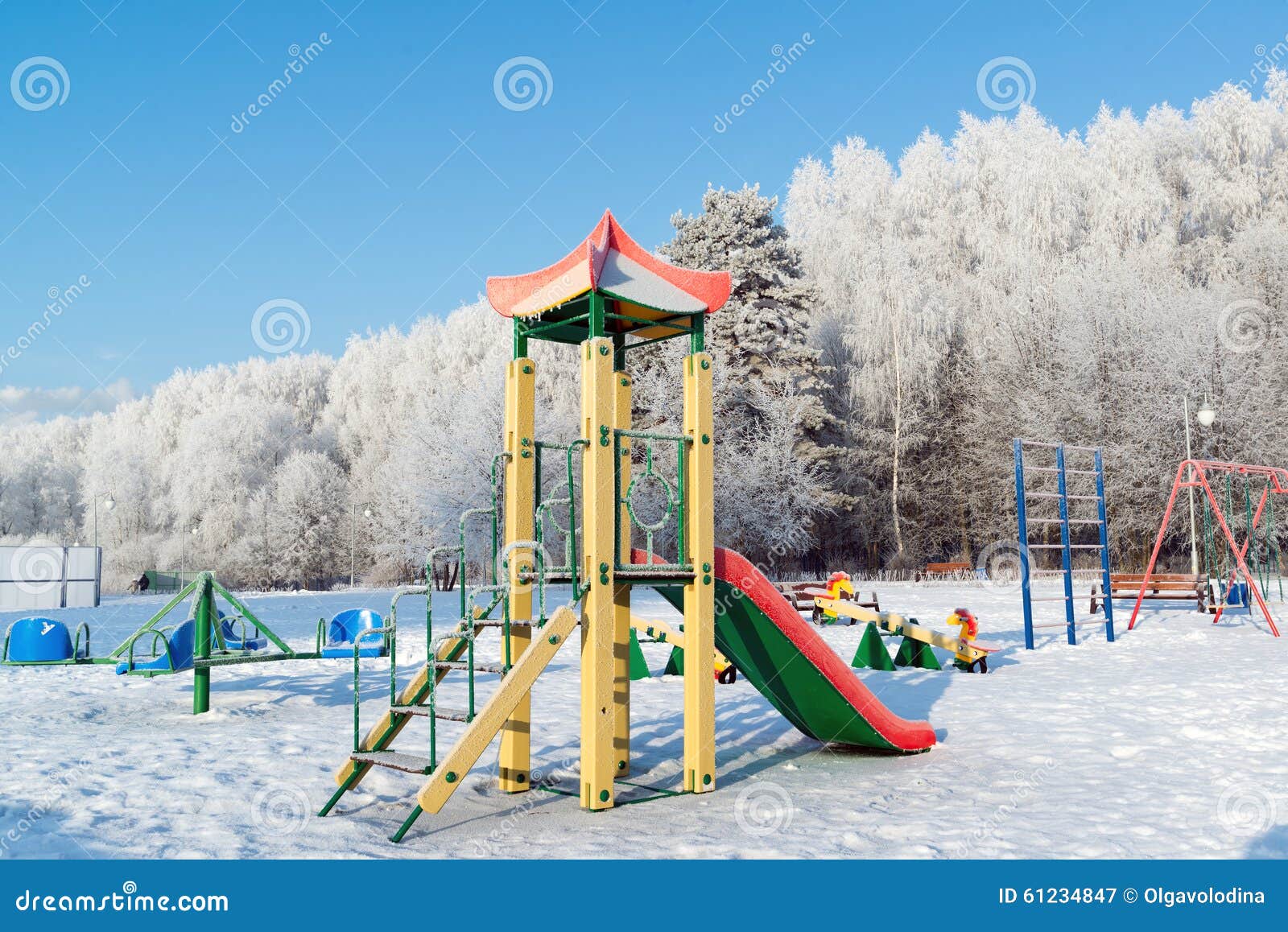 Playground Structure Outdoors in Winter Stock Image - Image of ...
