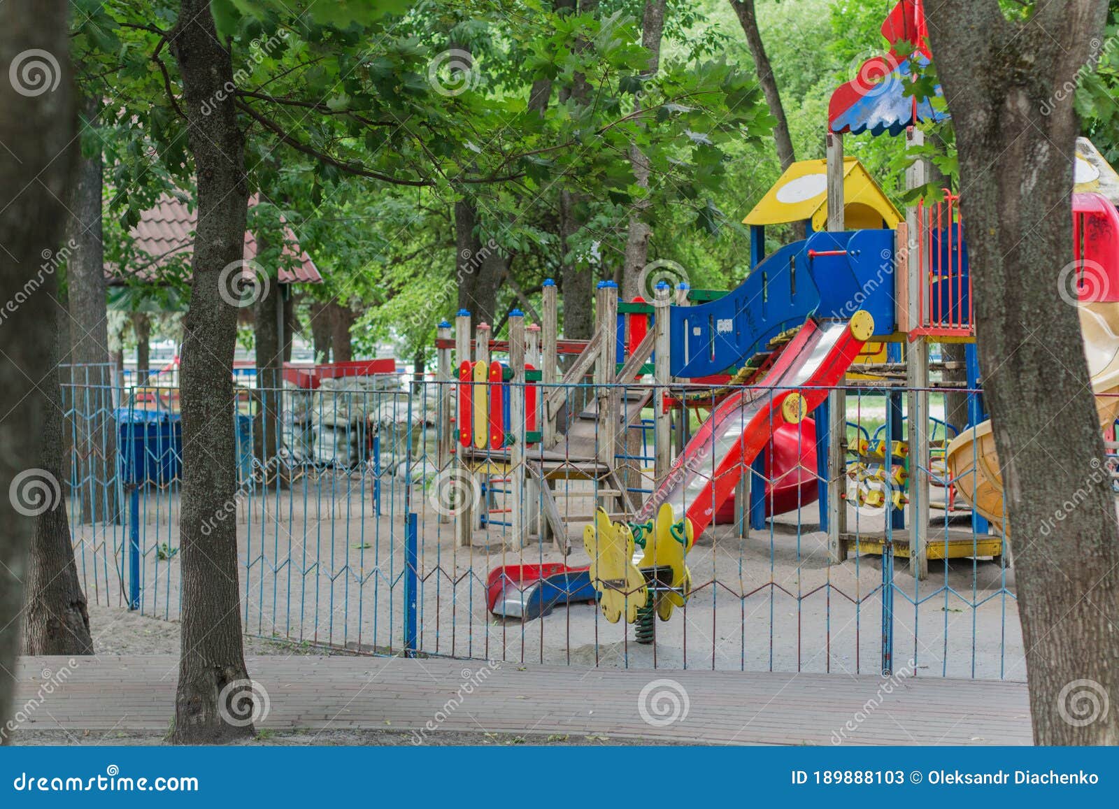 Playground in the Summer Park Stock Image - Image of outdoor, game ...
