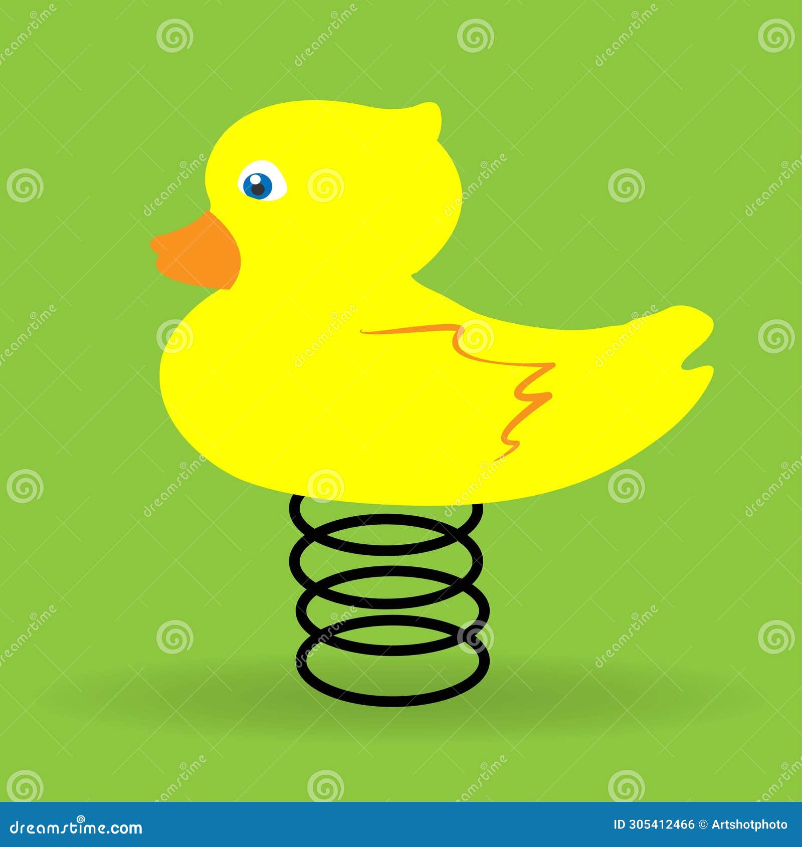 Duck with the Spring, Jumping Toy in the Playground Stock Vector ...