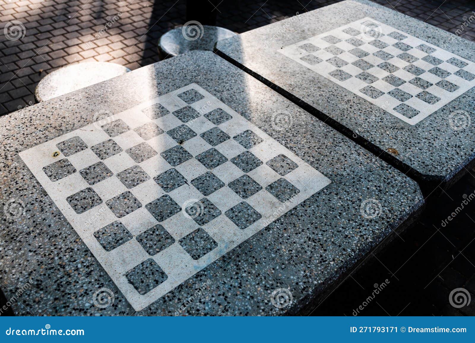 Playground with Tables and Chairs for Playing Chess Stock Image - Image ...