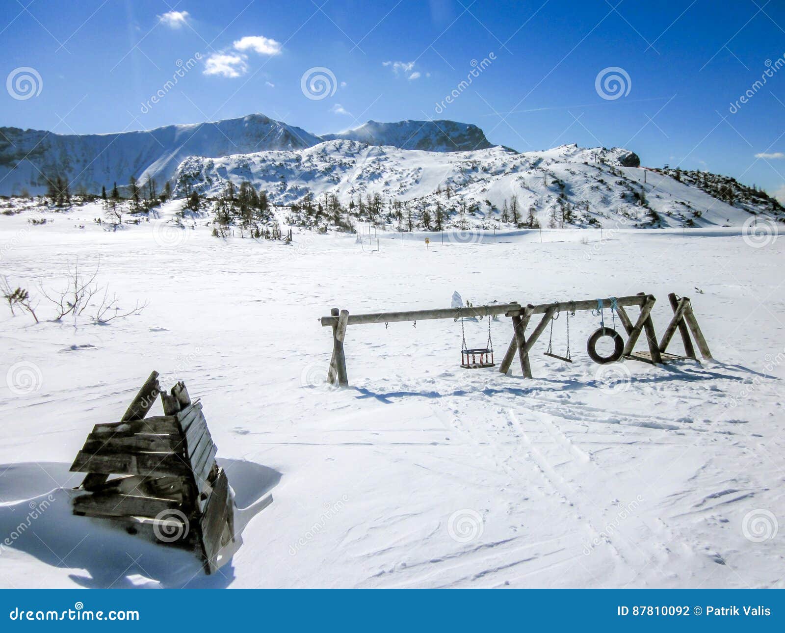 Playground on Top of a Mountain in the Austrian Alps. Stock Photo ...