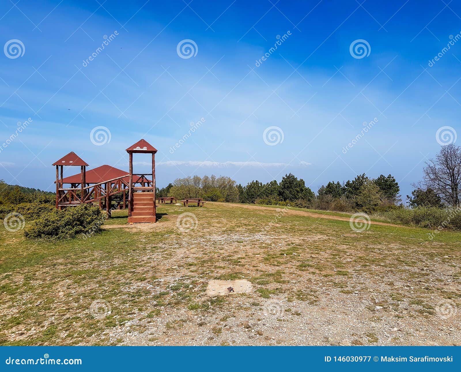 Playground on a Top of Mountain with Beautiful Blue Sky Stock Image ...