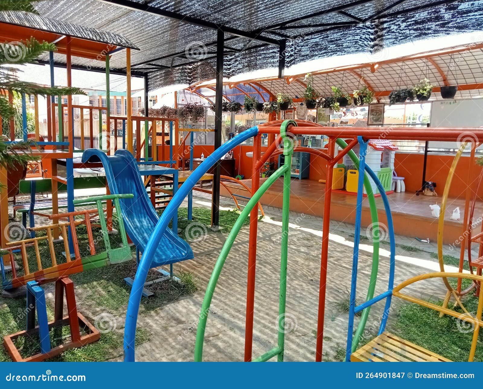 Playground tree inflatable stock image. Image of fair - 264901847