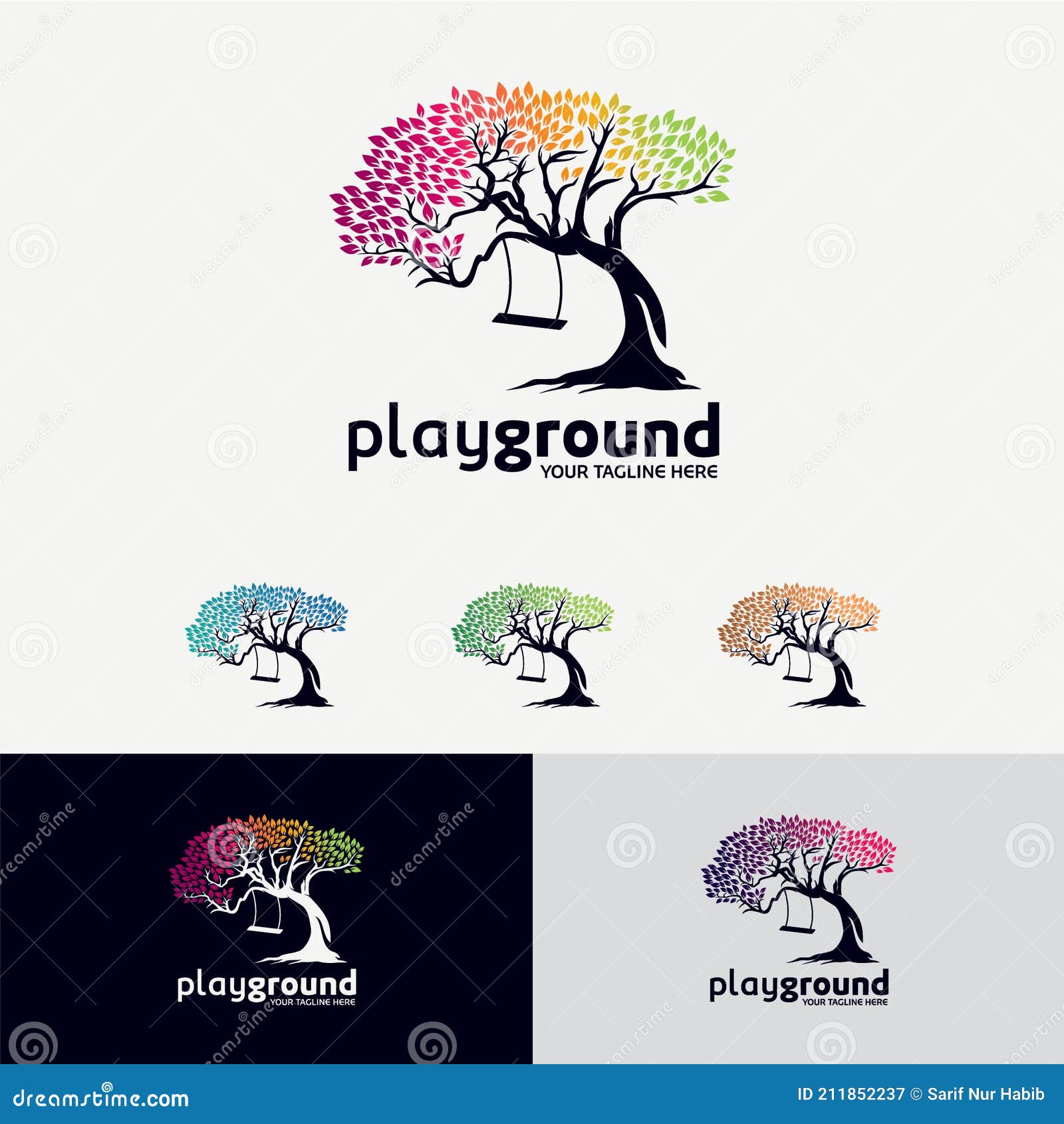 Playground Tree Logo Design Template Stock Vector - Illustration of ...