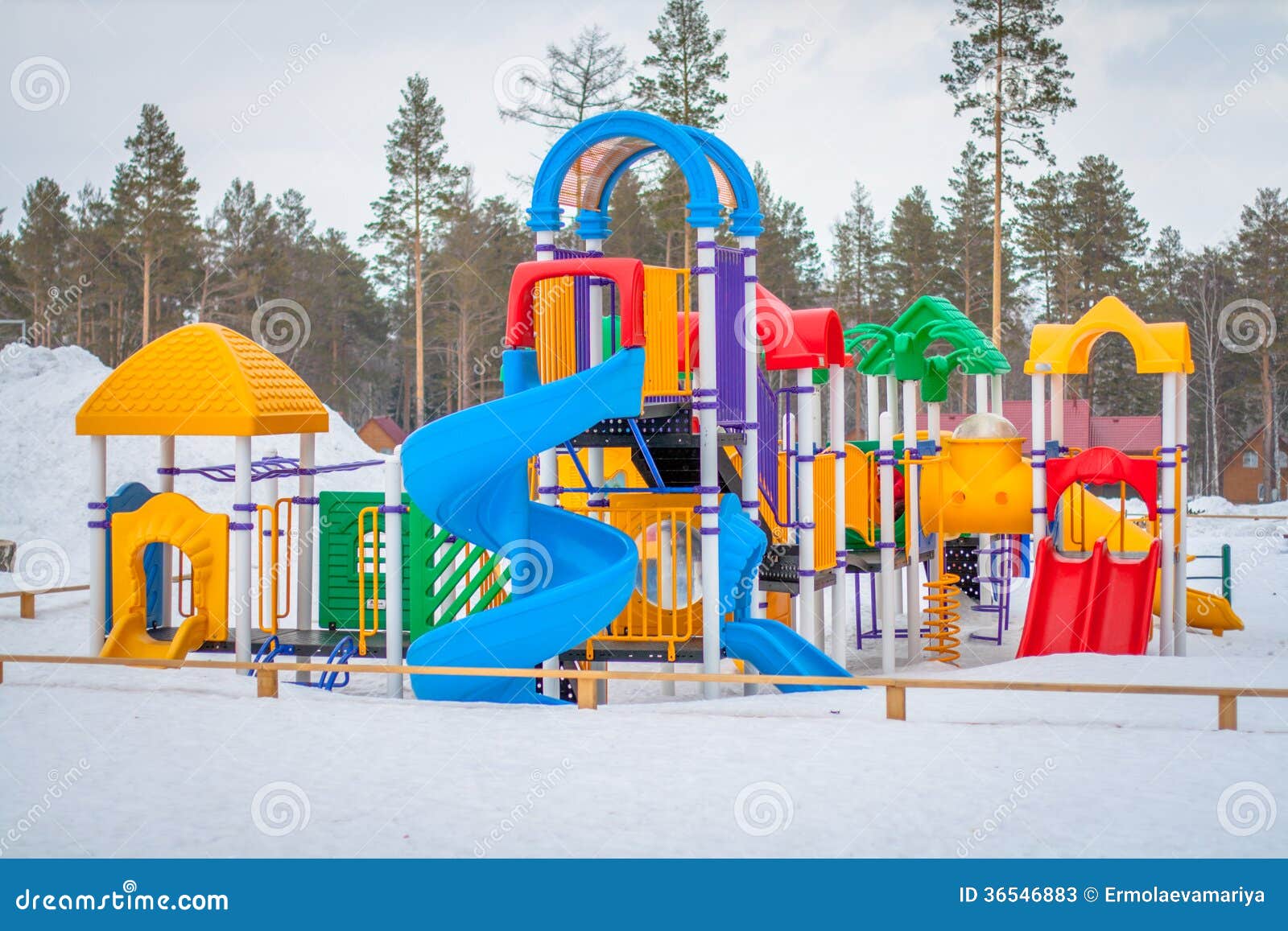 Playground in winter stock image. Image of pathway, scenery - 36546883