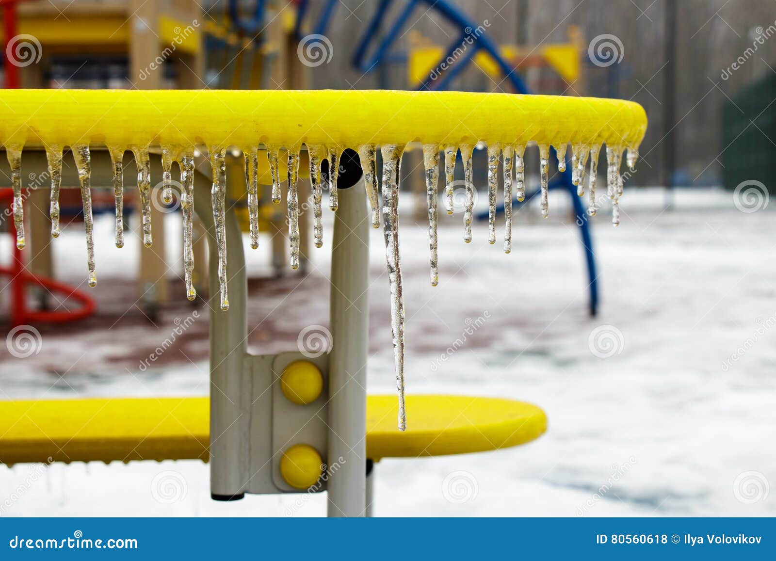 Playground in Winter Covered with Ice Stock Photo - Image of snow ...