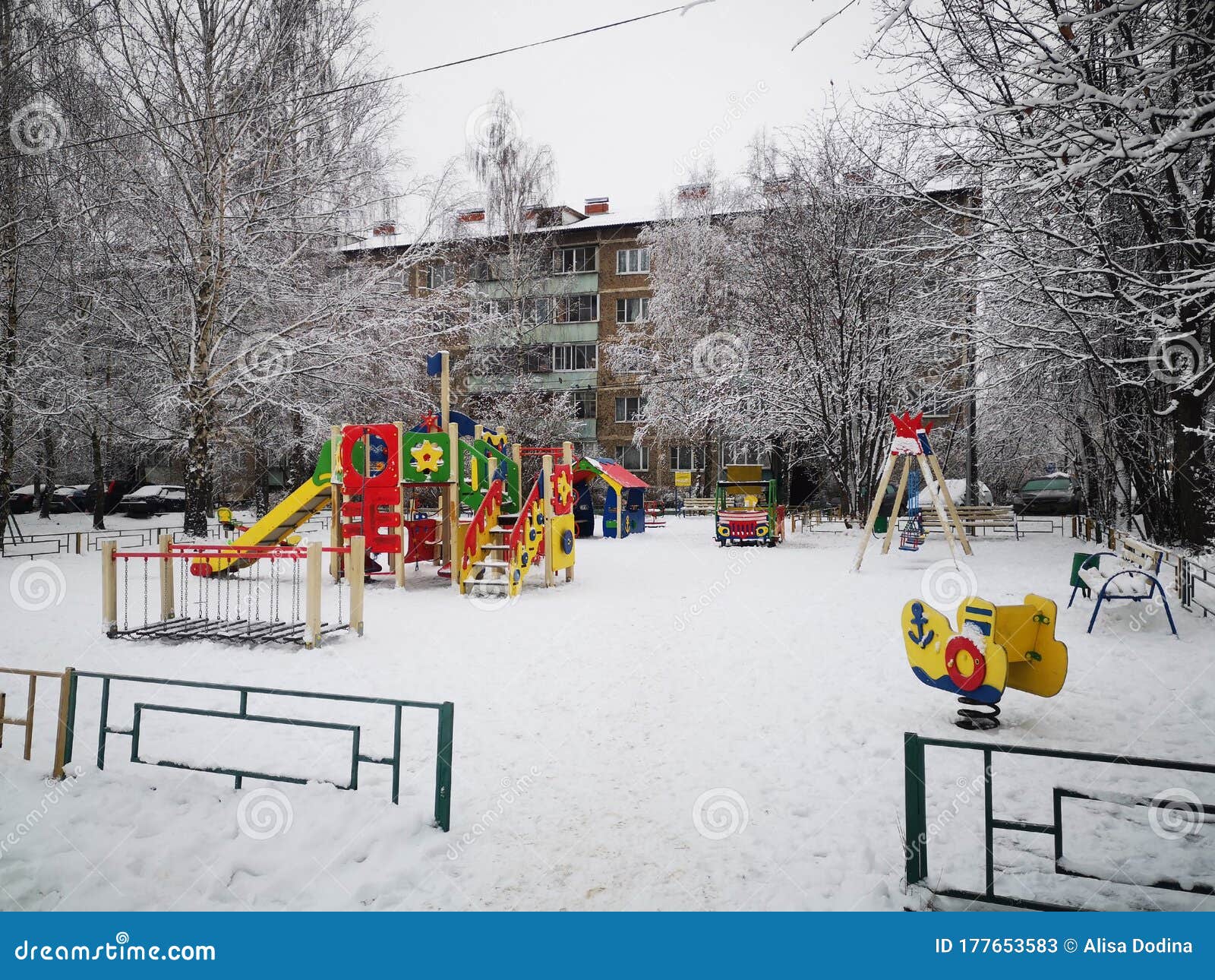 Playground in winter stock image. Image of climb, recreation - 177653583