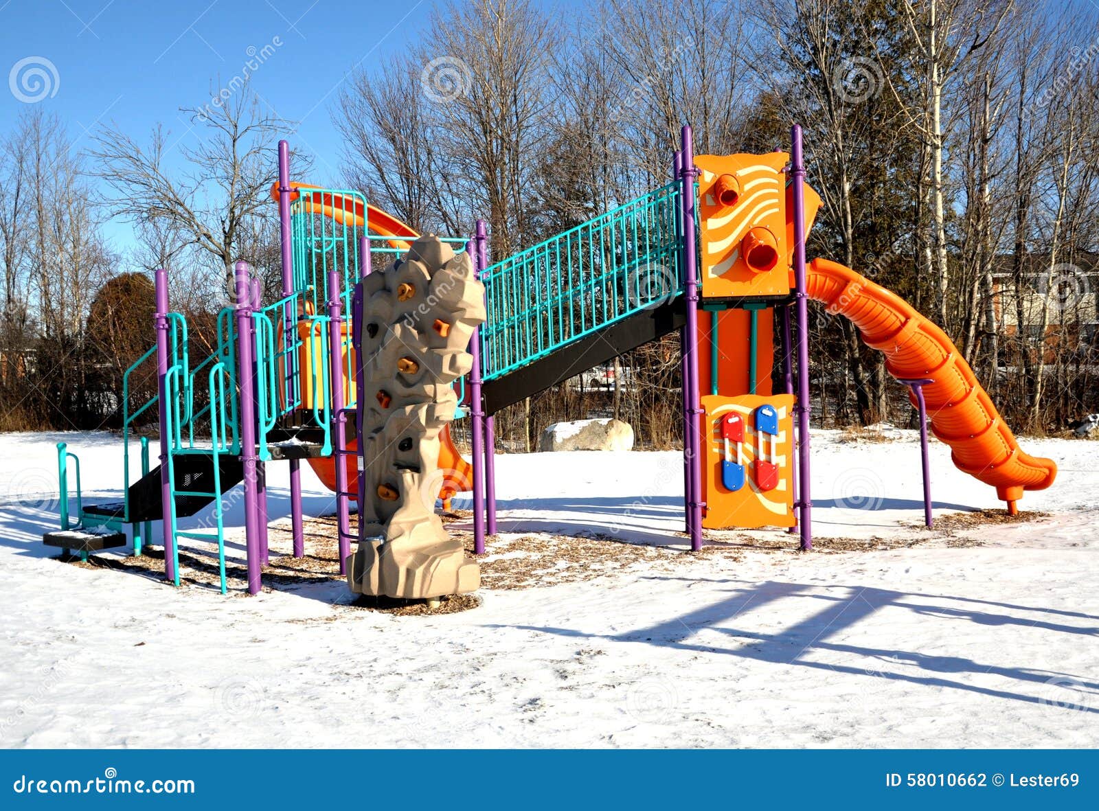 Playground in winter stock photo. Image of children, beautiful - 58010662