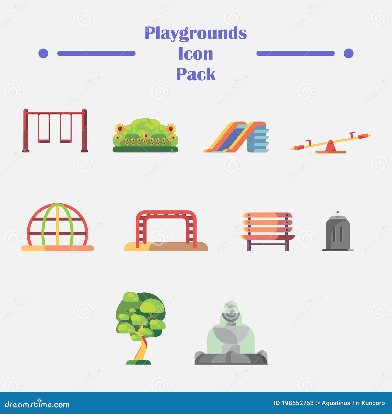 Playgrounds Illustration Art Icon Pack Stock Vector - Illustration of ...