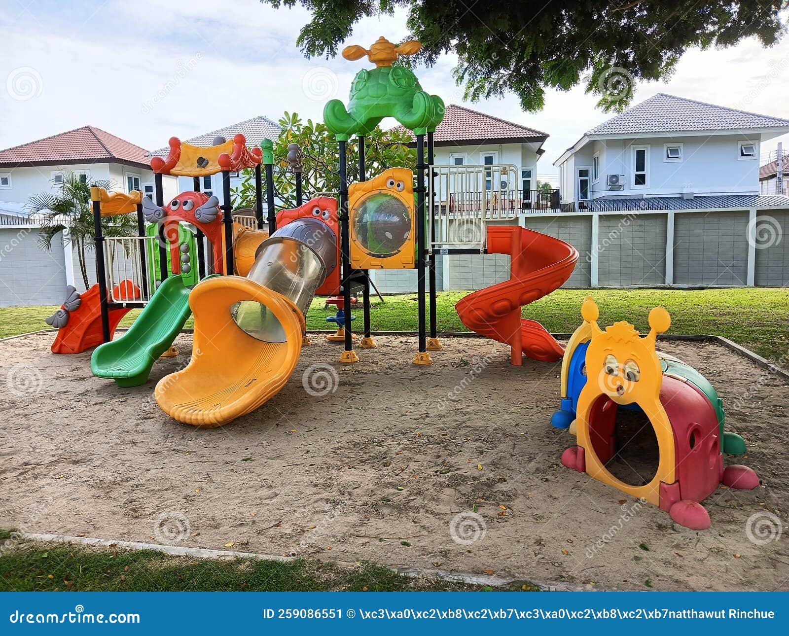 Playgrounds in my village stock image. Image of fair - 259086551