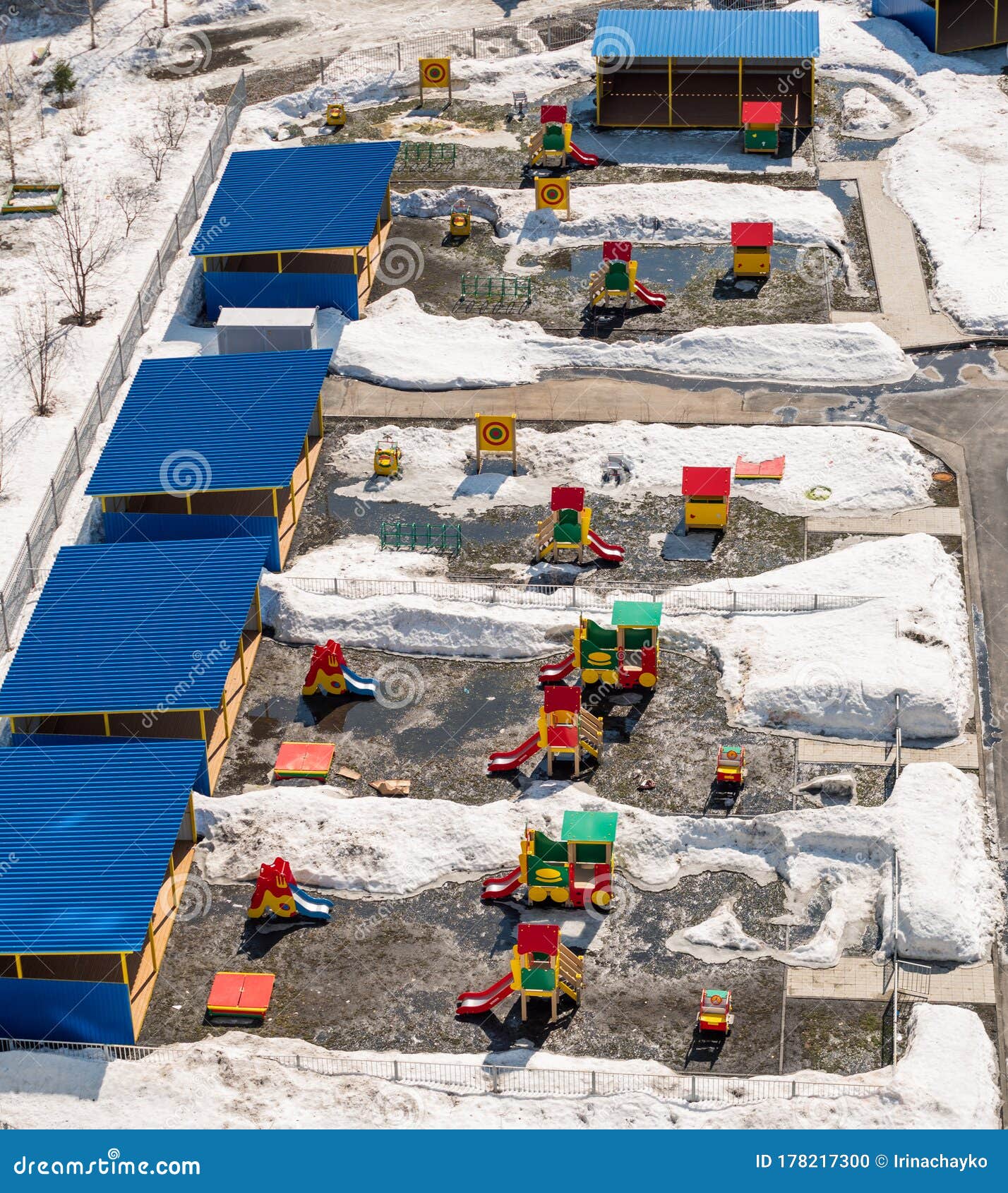 Playgrounds for Walks in Kindergarten. View from Above Stock Photo ...