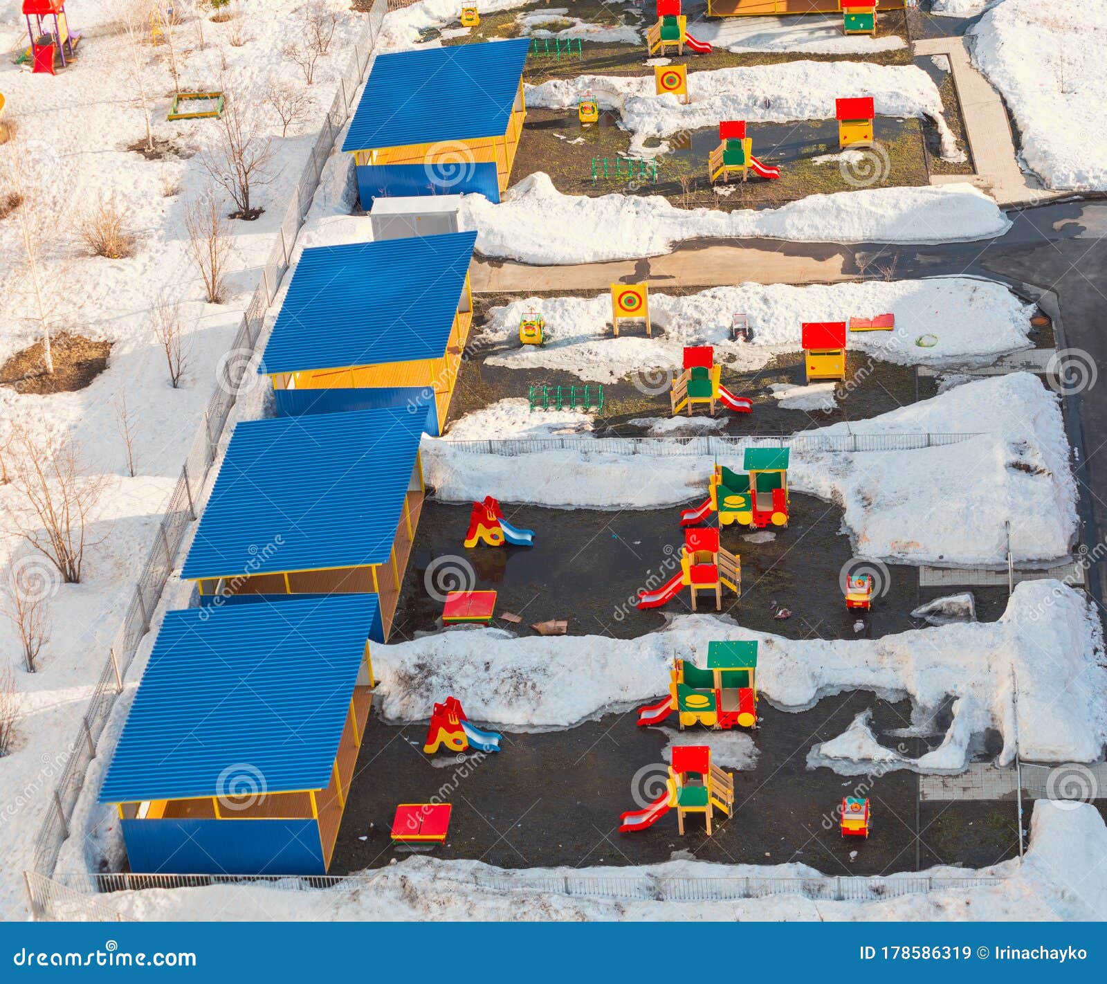 Playgrounds for Walks in Kindergarten. View from Above Stock Image ...
