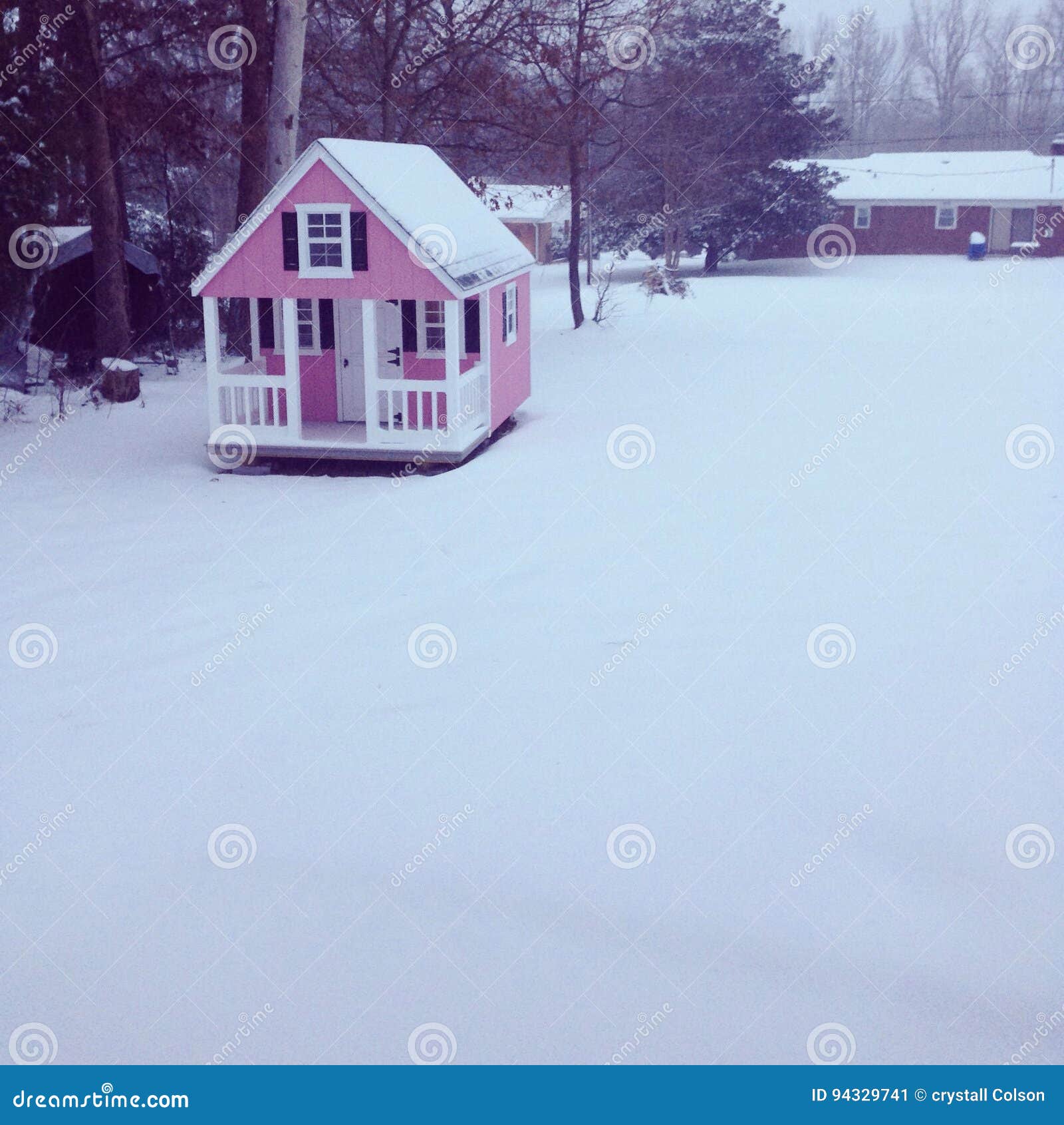 Playhouse Shed stock image. Image of snow, backyard, winter - 94329741