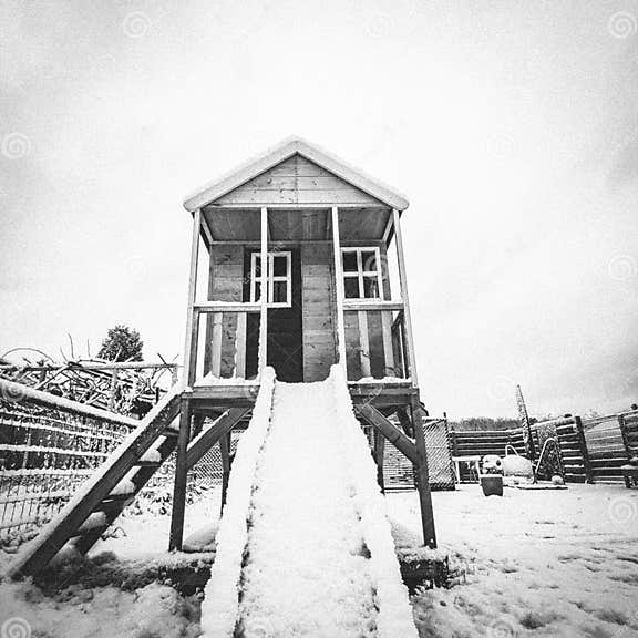 Playhouse in the snow stock image. Image of snow, playhouse - 215450115