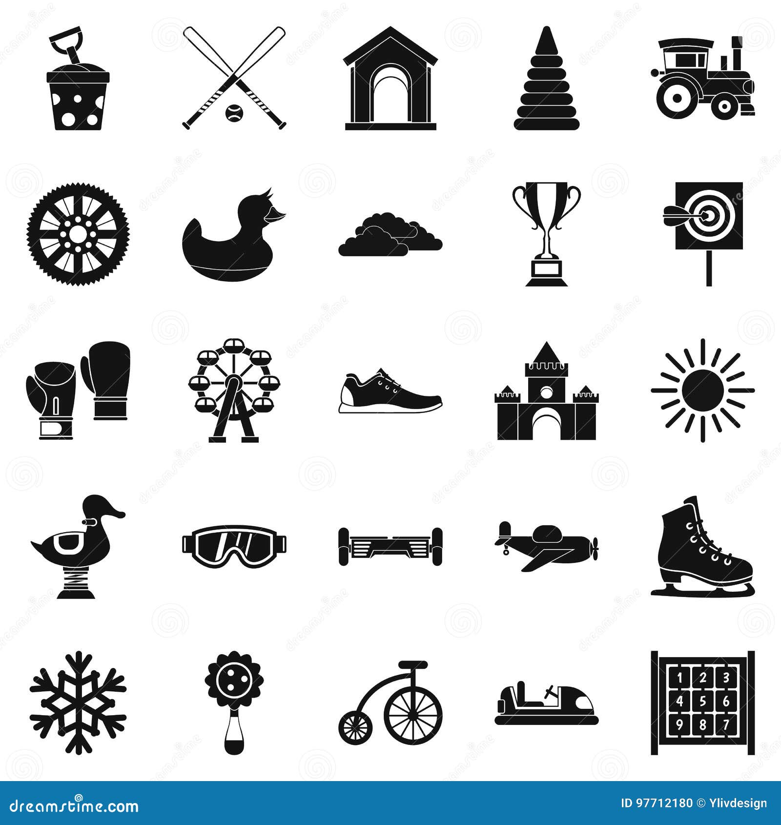 Playing the Baby Icons Set, Simple Style Stock Vector - Illustration of ...