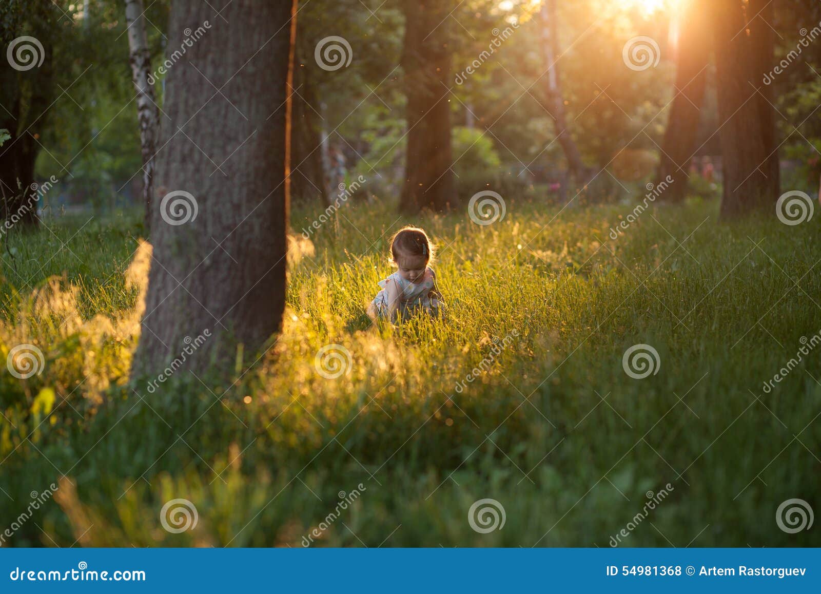 Playing Baby in Sunset Lights Stock Photo - Image of child, fresh: 54981368