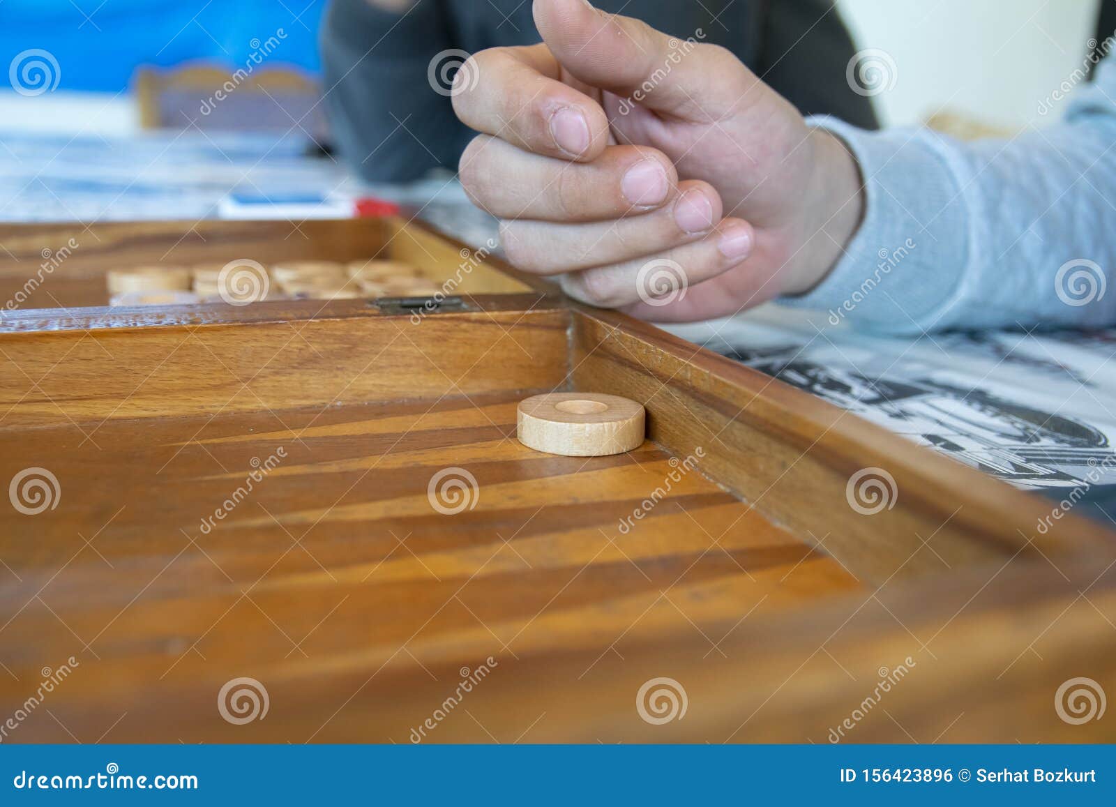 Playing Backgammon on a Wooden Table with Dices. Stock Photo - Image of ...