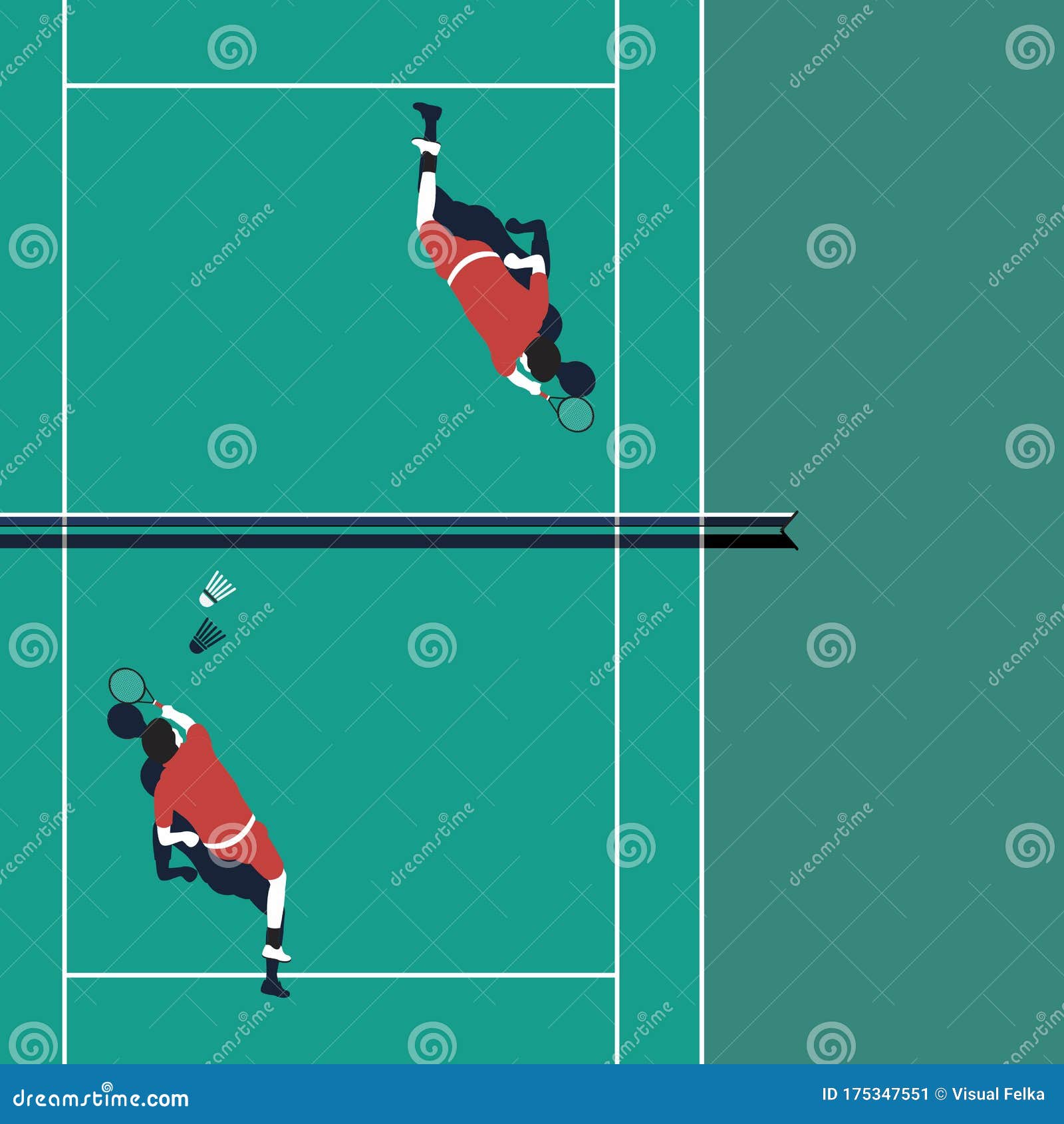 Two Man Playing Badminton Vector Illustration Stock Vector ...