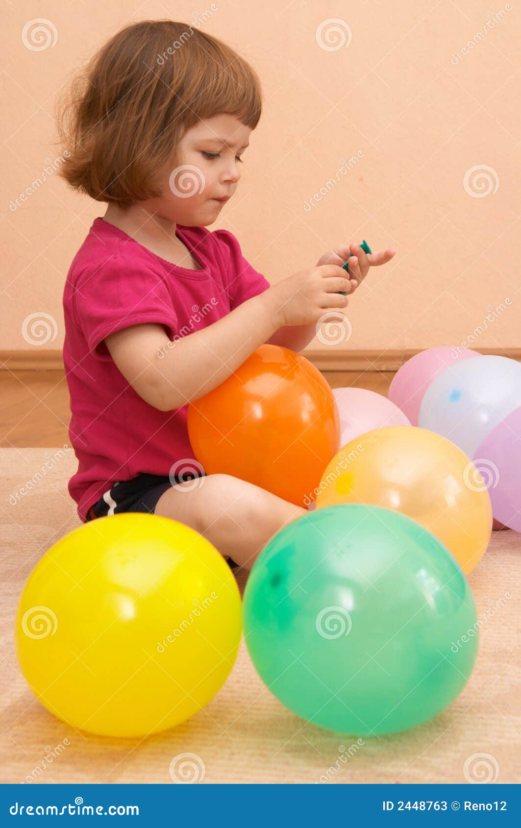Playing with balloons stock image. Image of colorful, child - 2448763