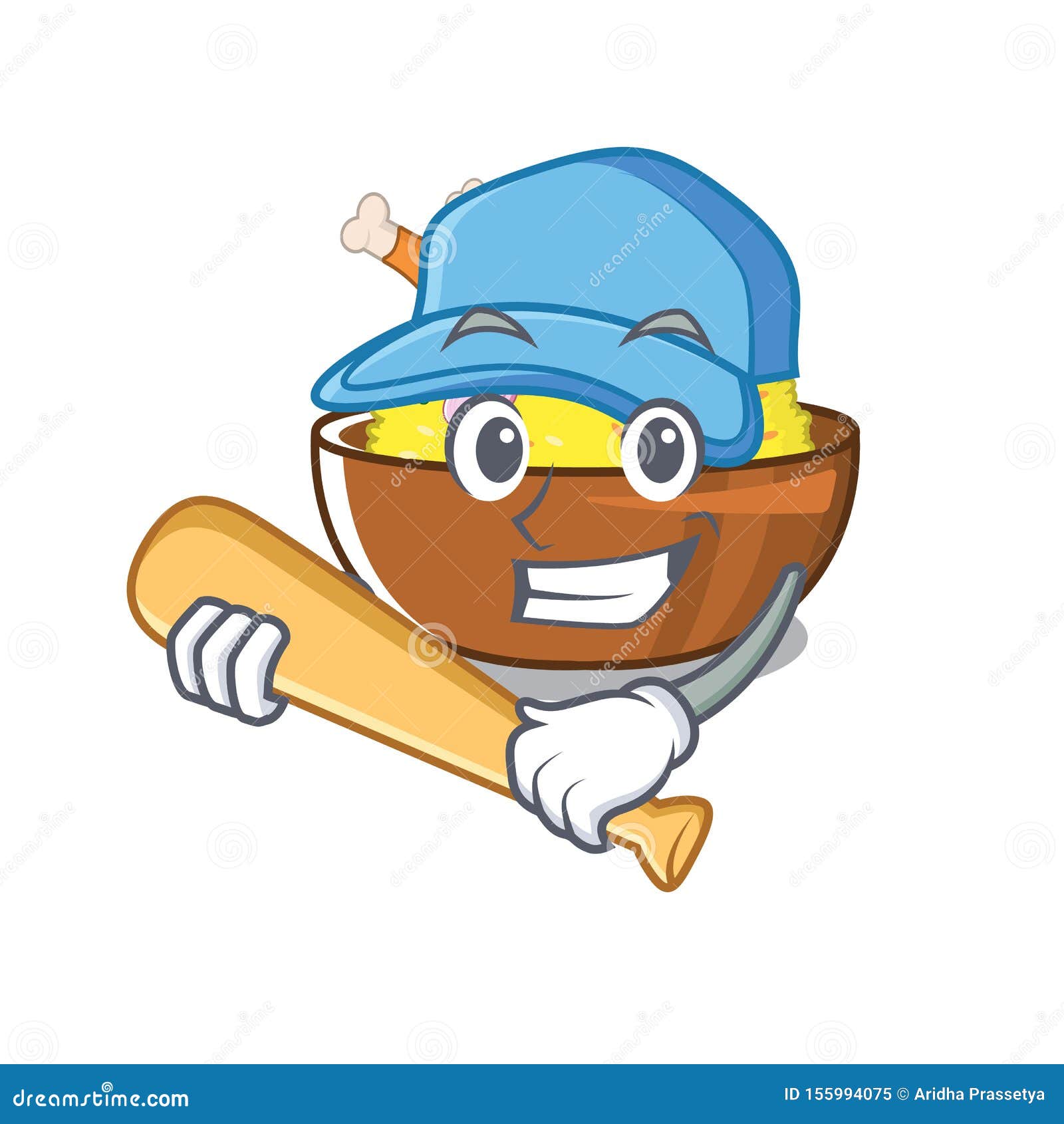 Playing Baseball Biryani Chicken Above the Cartoon Plate Stock Vector ...