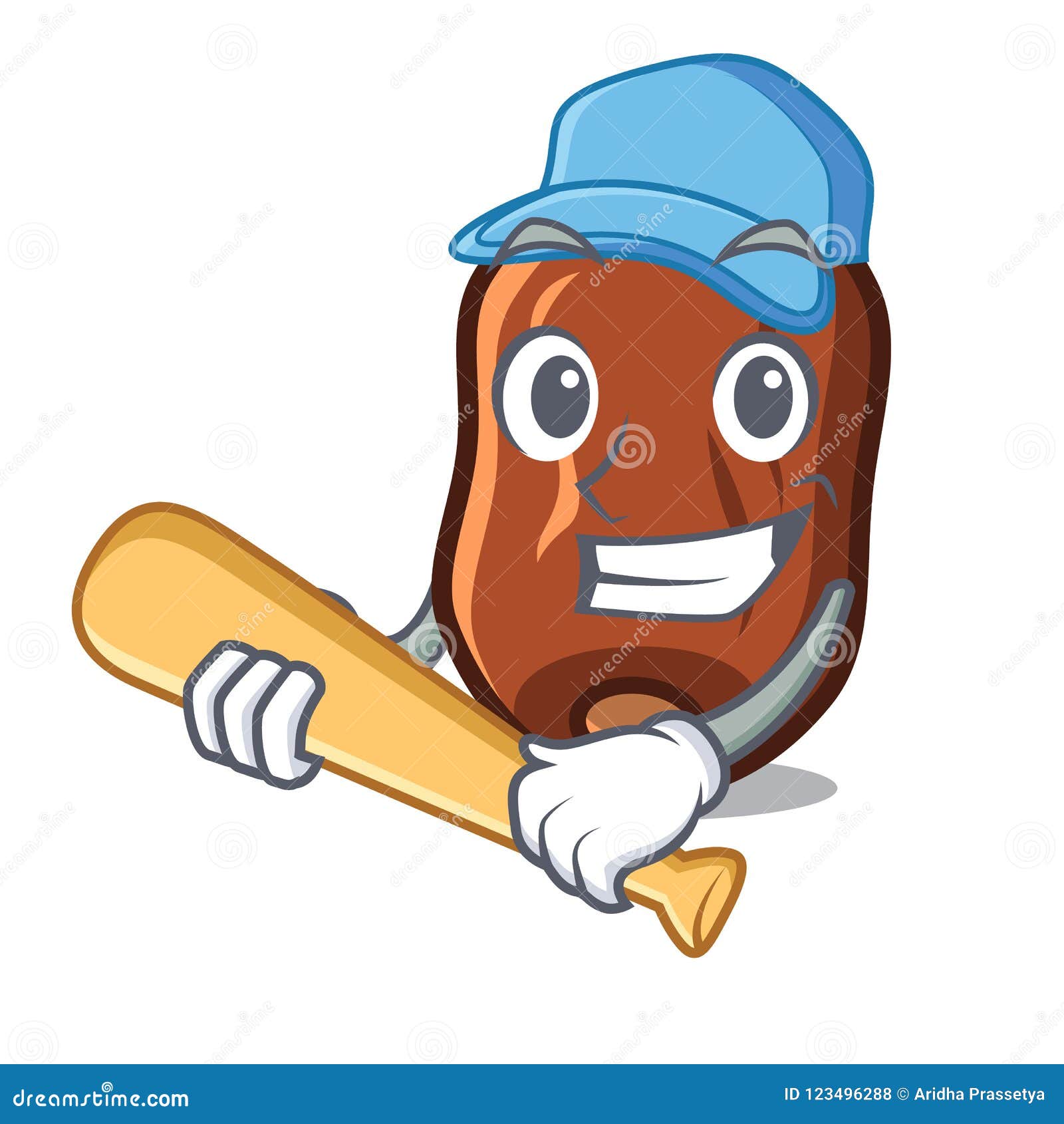 Playing Baseball Dates Fruit Character Cartoon Stock Vector ...