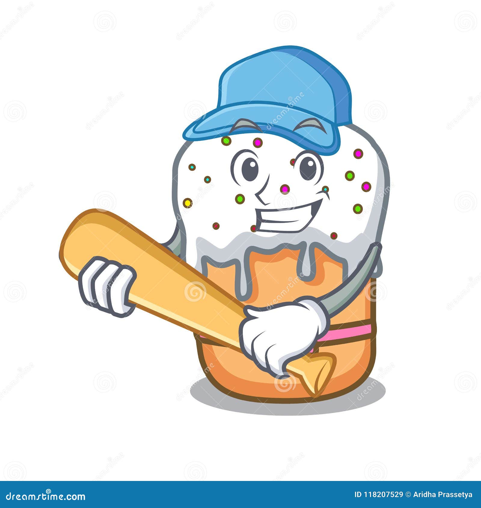 Playing Baseball Easter Cake Character Cartoon Stock Vector ...