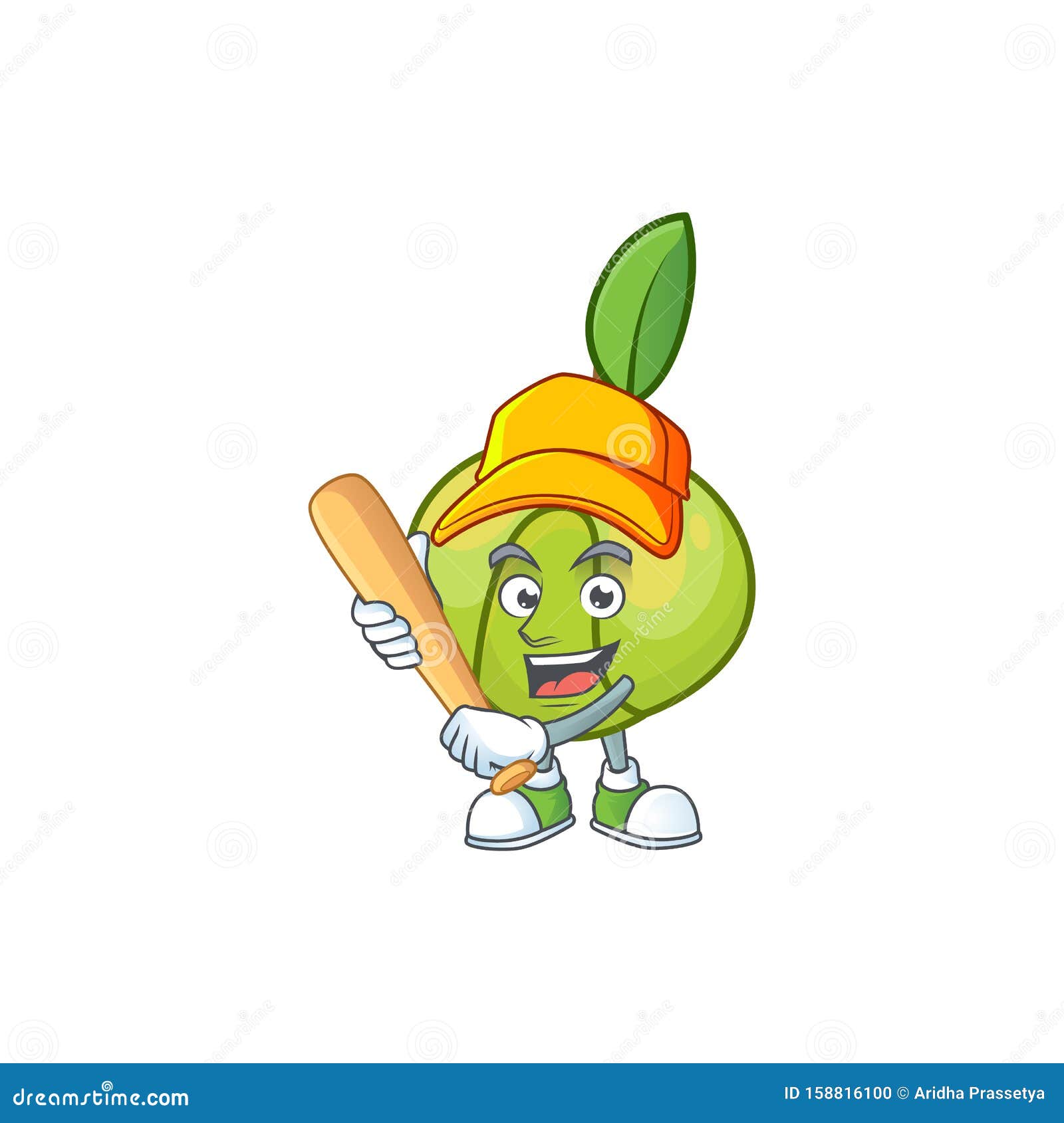 Playing Baseball Elephant Apple Fruit in Cartoon Character Stock Vector ...