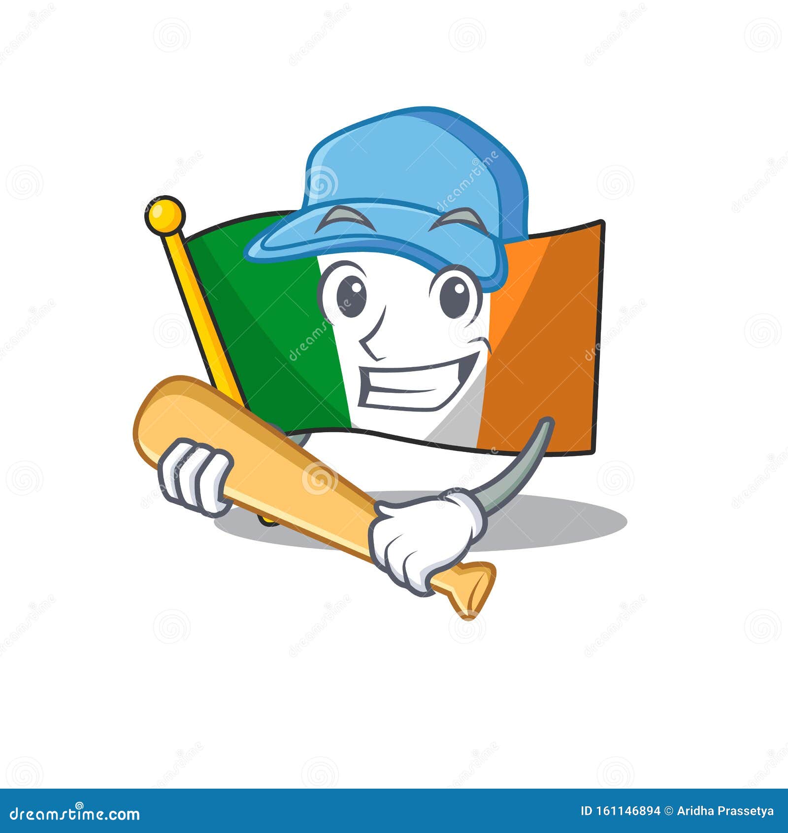 Playing Baseball Flag Ireland Isolated with the Cartoon Stock Vector ...