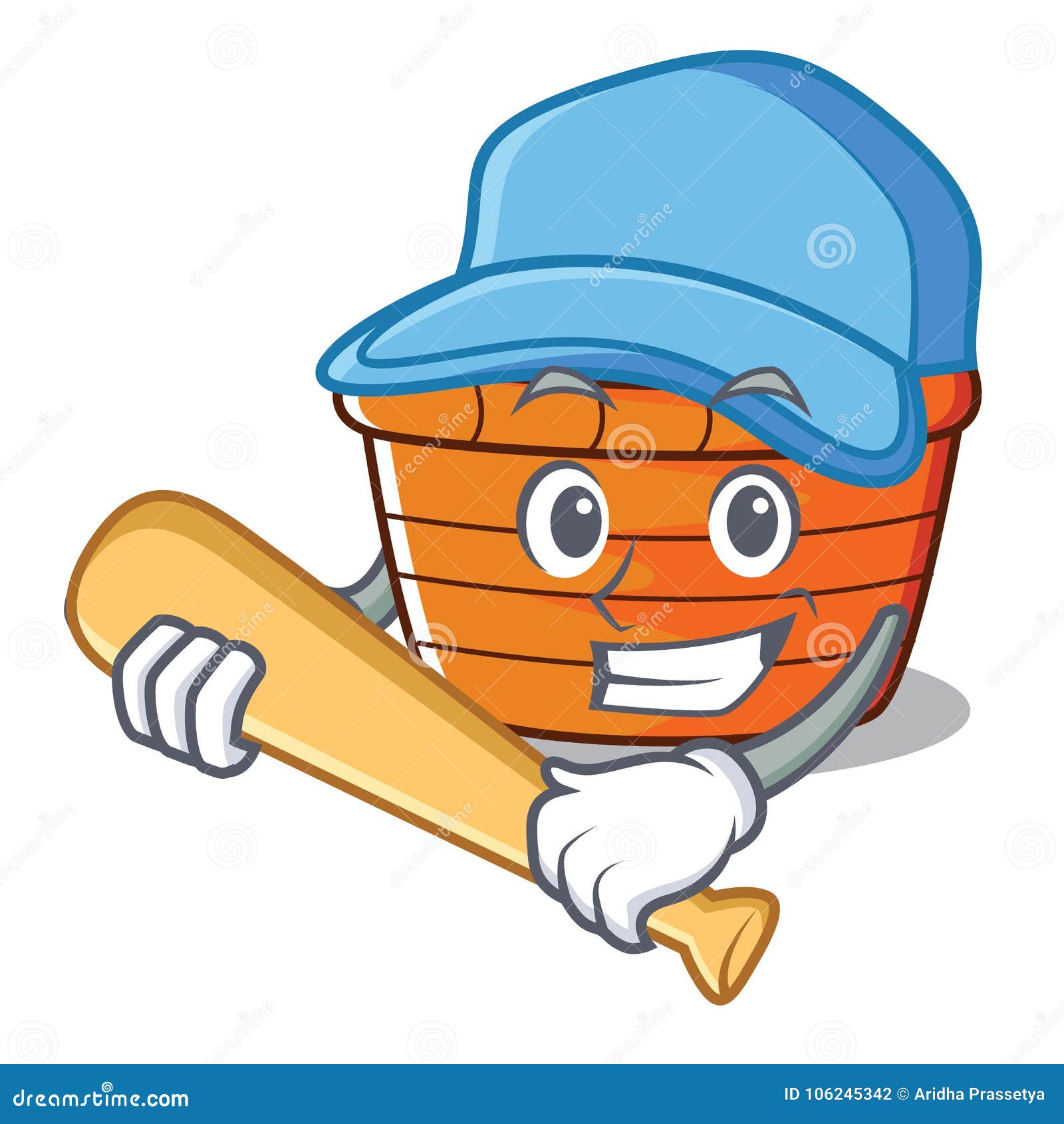 Playing Baseball Fruit Basket Character Cartoon Stock Vector ...