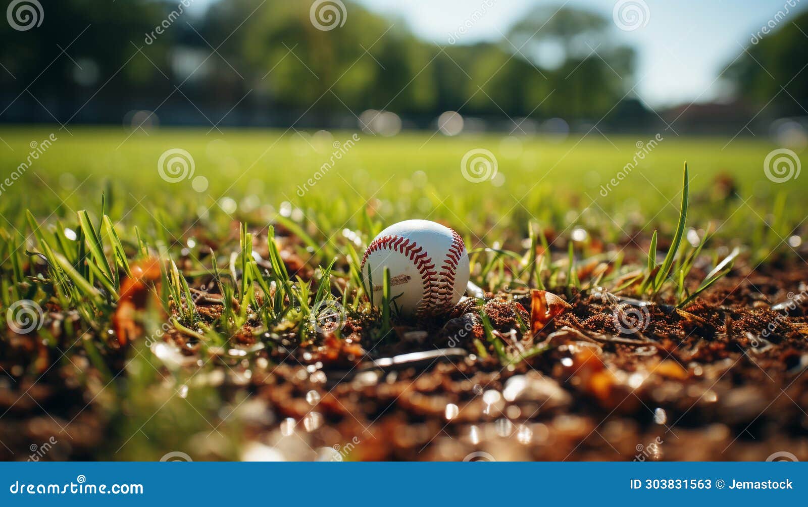 Playing Baseball on a Green Field Under the Summer Sunlight Generated ...