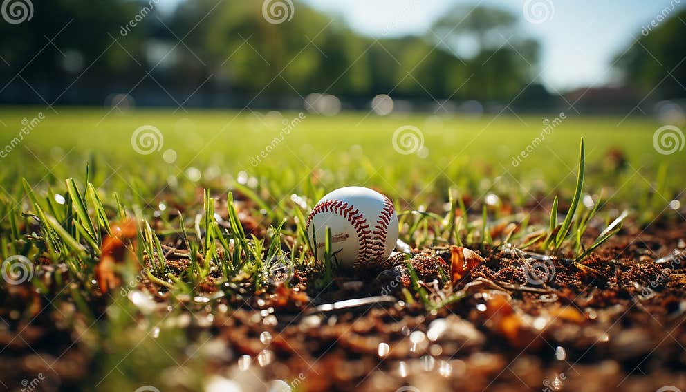 Playing Baseball on a Green Field Under the Summer Sunlight Generated ...