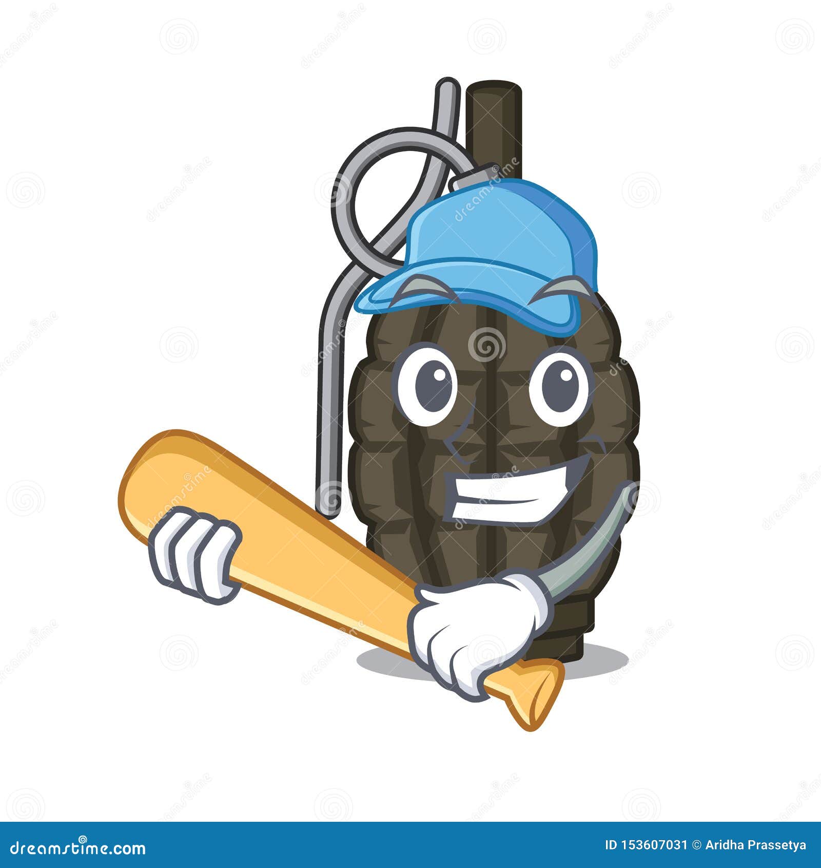 Playing Baseball Grenade Isolated with on the Character Stock Vector ...