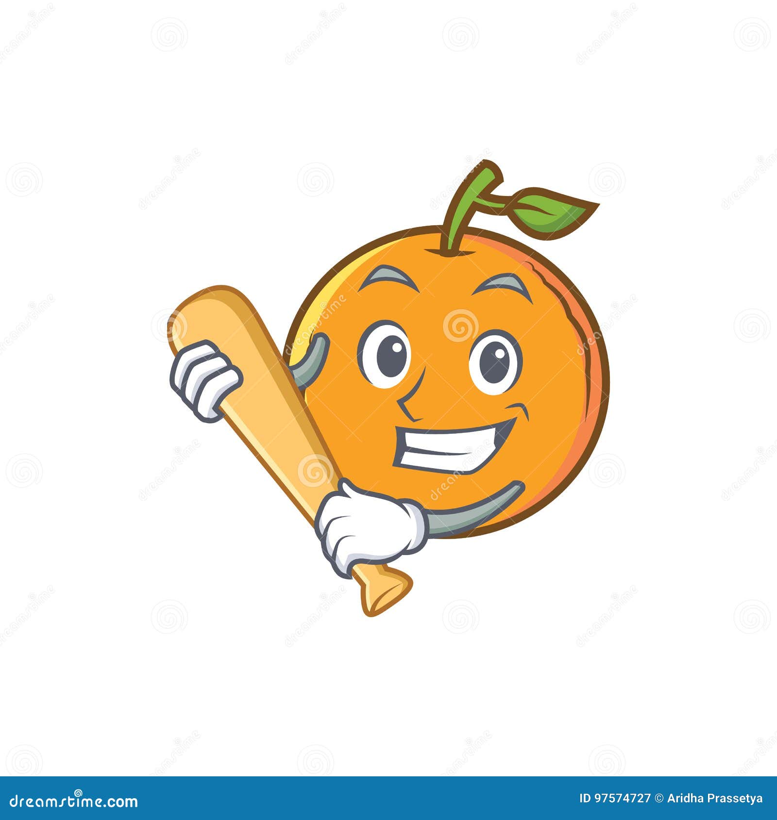 Playing Baseball Orange Fruit Cartoon Character Stock Vector ...