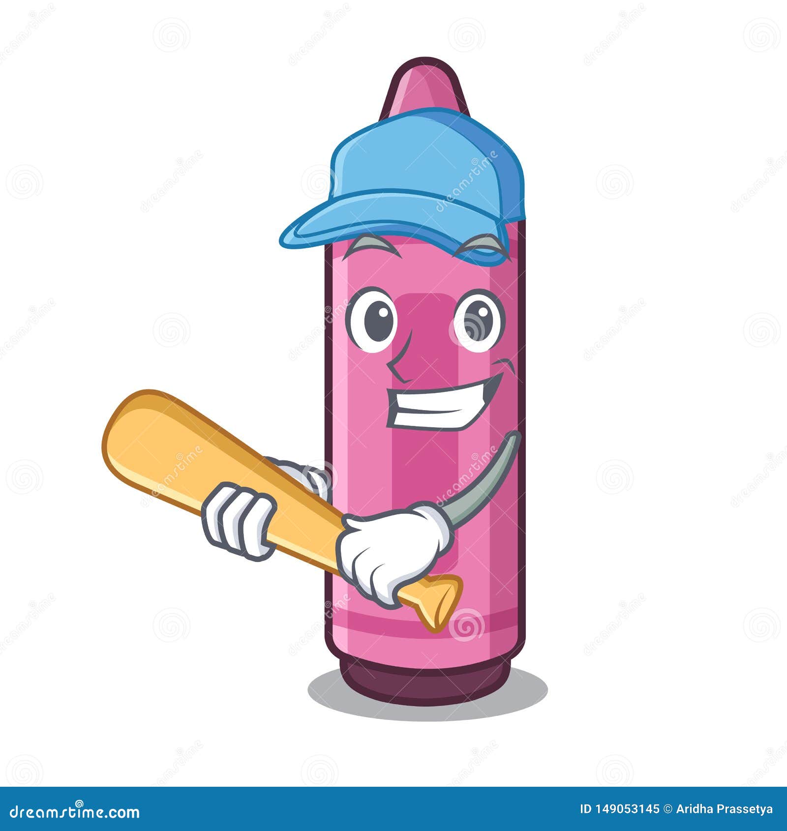 Playing Baseball Pink Crayon Isolated in the Mascot Stock Vector ...