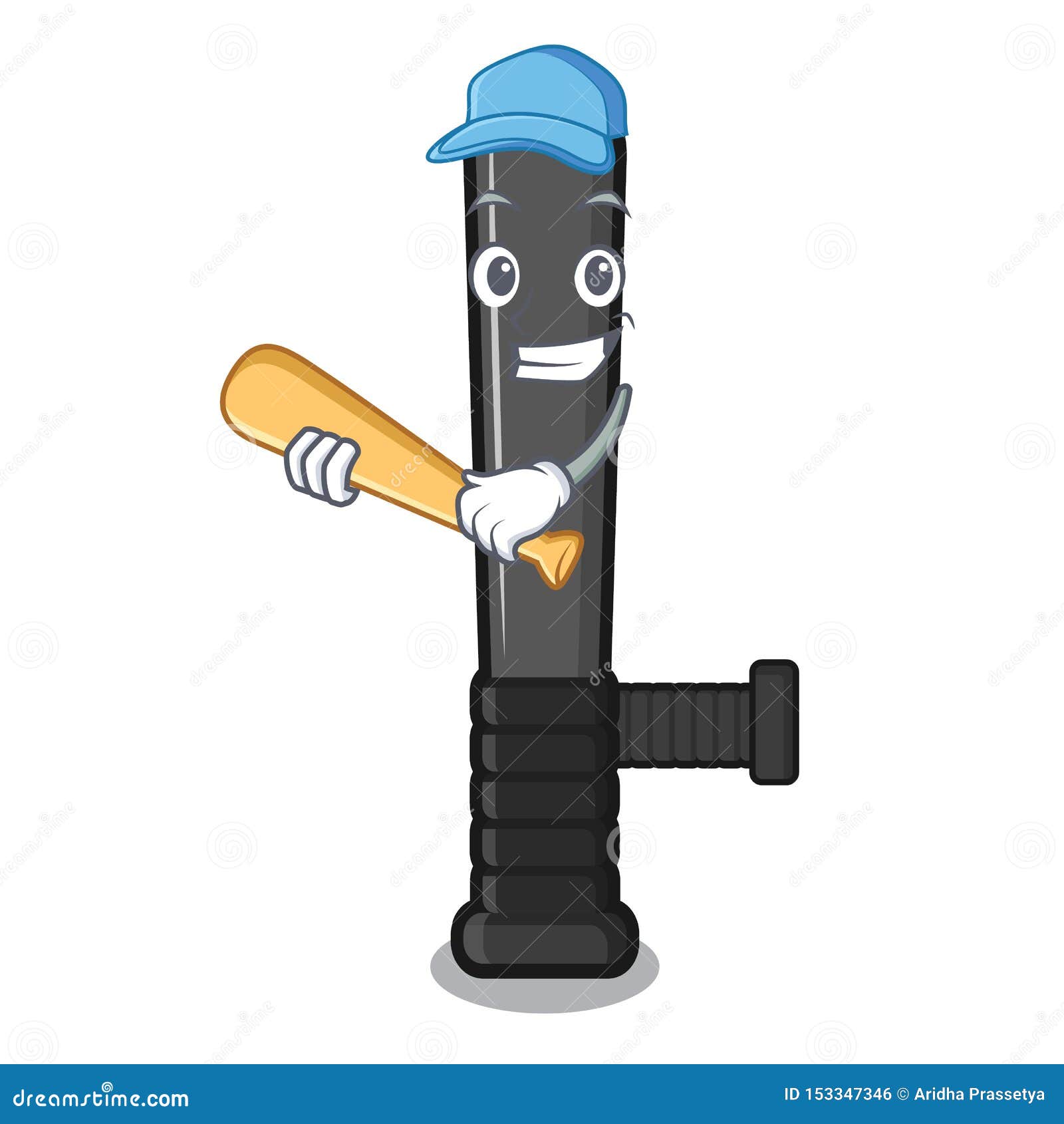 Baseball Police Holding Gun Mascot Vector Cartoon Illustration ...