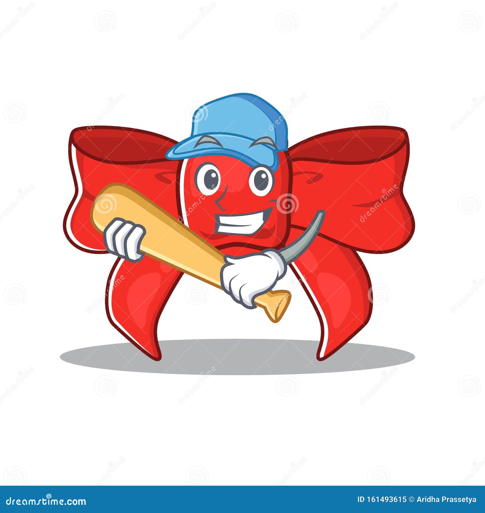 Playing Baseball Red Ribbon Bow on the Cartoon Stock Vector ...