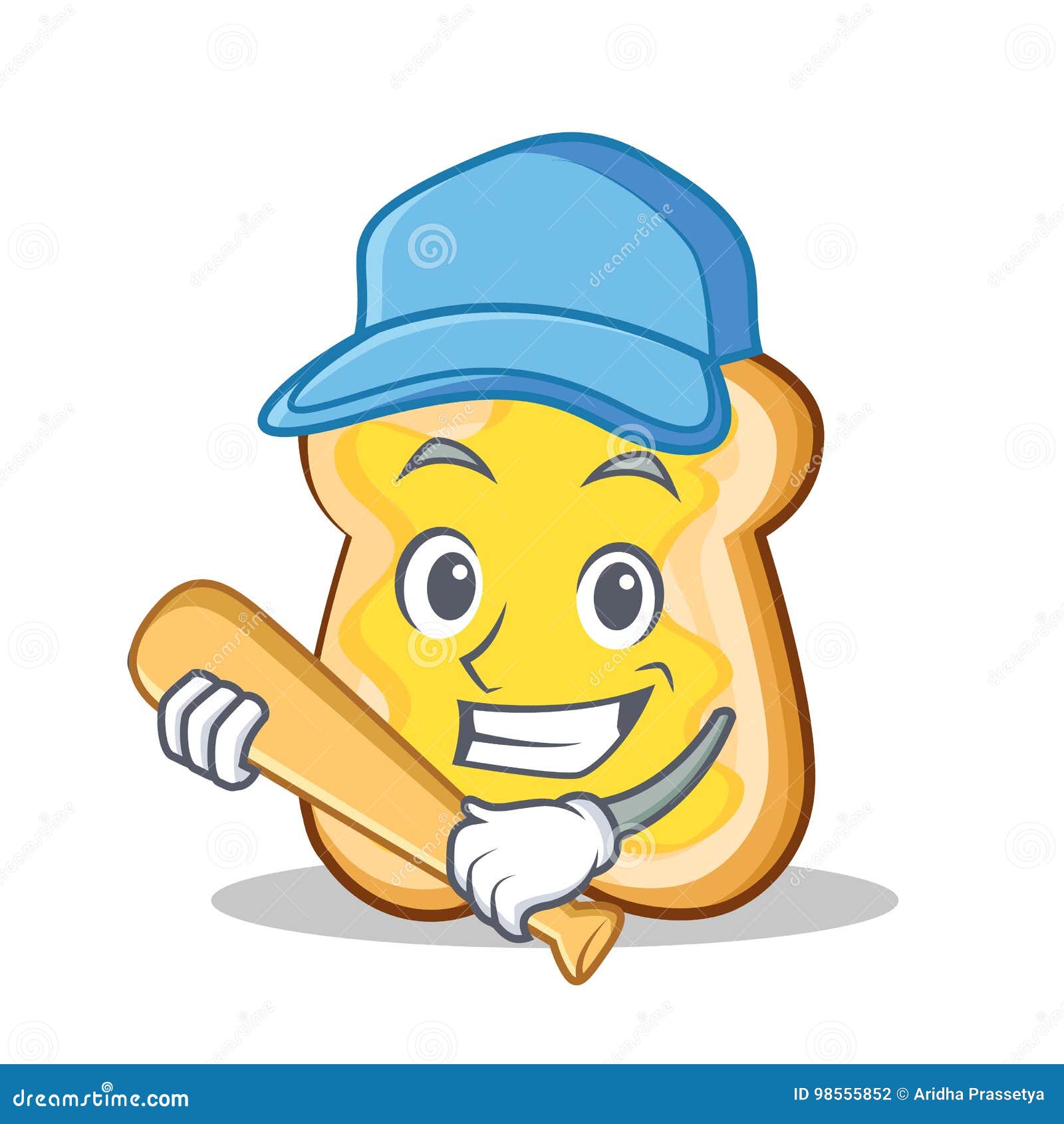 Playing Baseball Slice Bread Cartoon Character Stock Vector ...