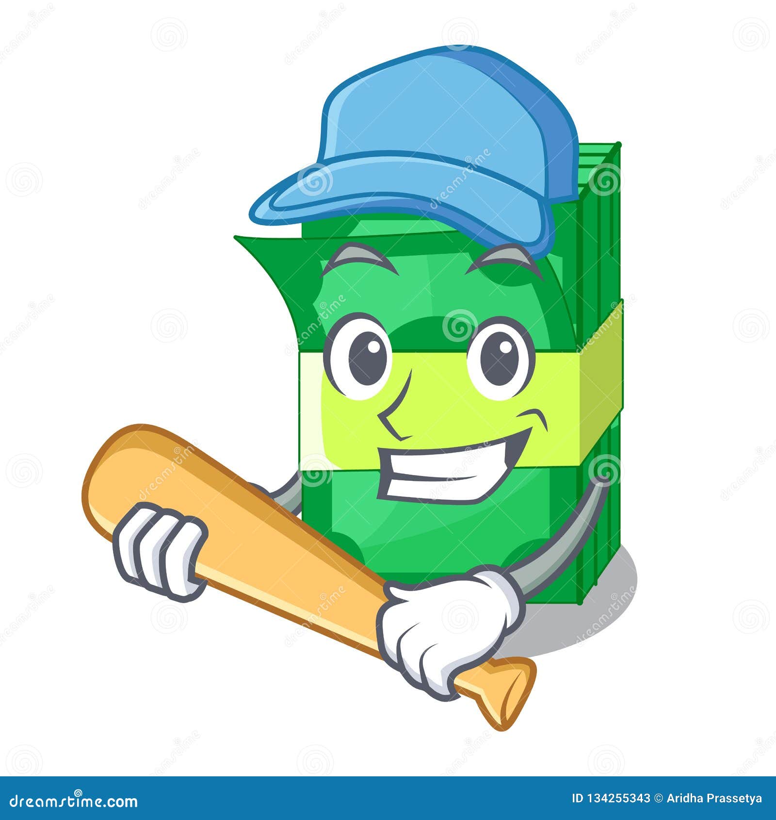 Playing Baseball Stack Money Shape Cartoon on Table Stock Vector ...