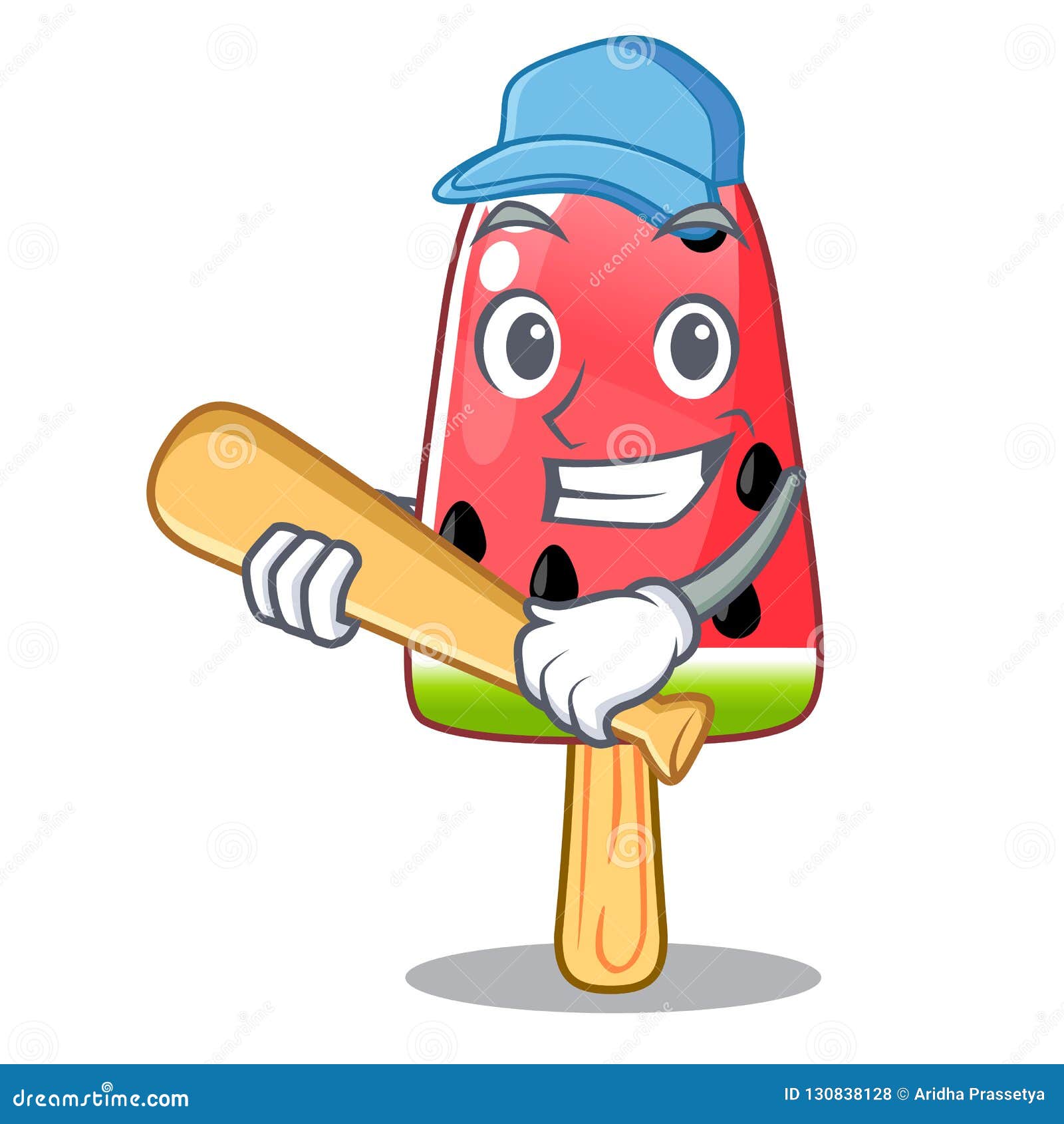 Playing Baseball Summer Watermelon the Ice Shaped Cartoon Stock Vector ...