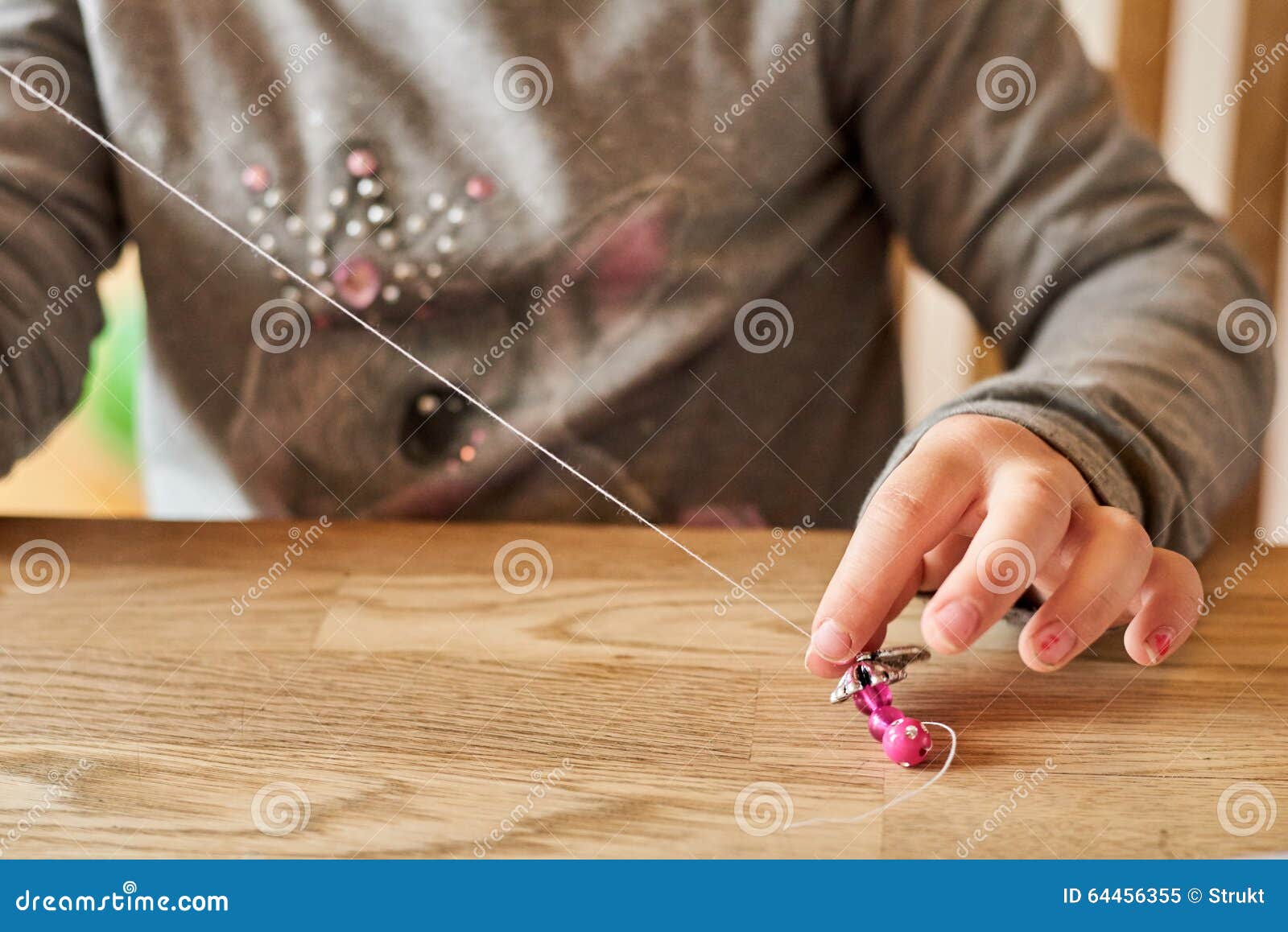 Playing with Beads and String. Stock Image - Image of white, making ...