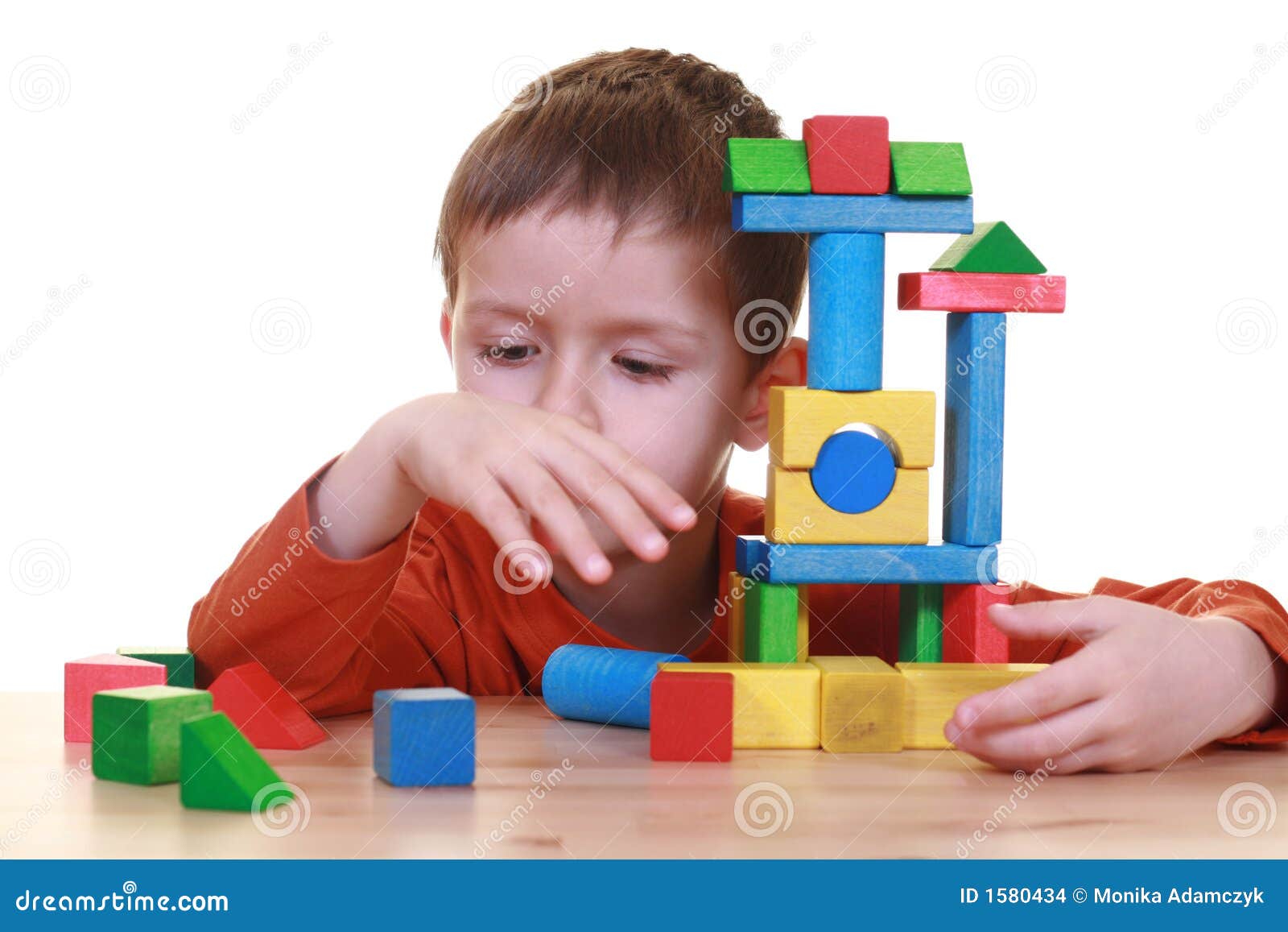 Playing with blocks stock photo. Image of kids, cute, five - 1580434