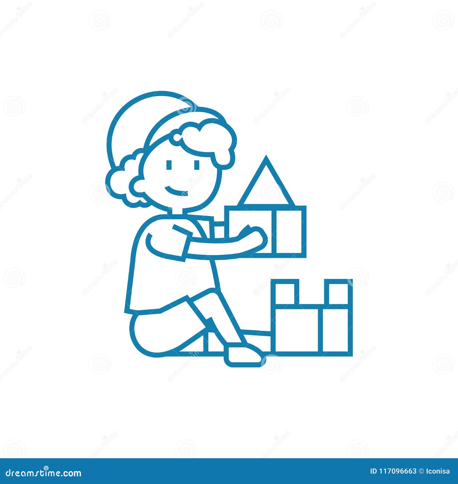 Playing with Blocks Linear Icon Concept. Playing with Blocks Line ...