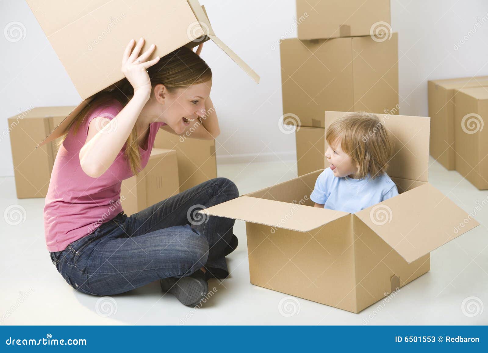 Playing with boxes stock image. Image of daughter, holding - 6501553