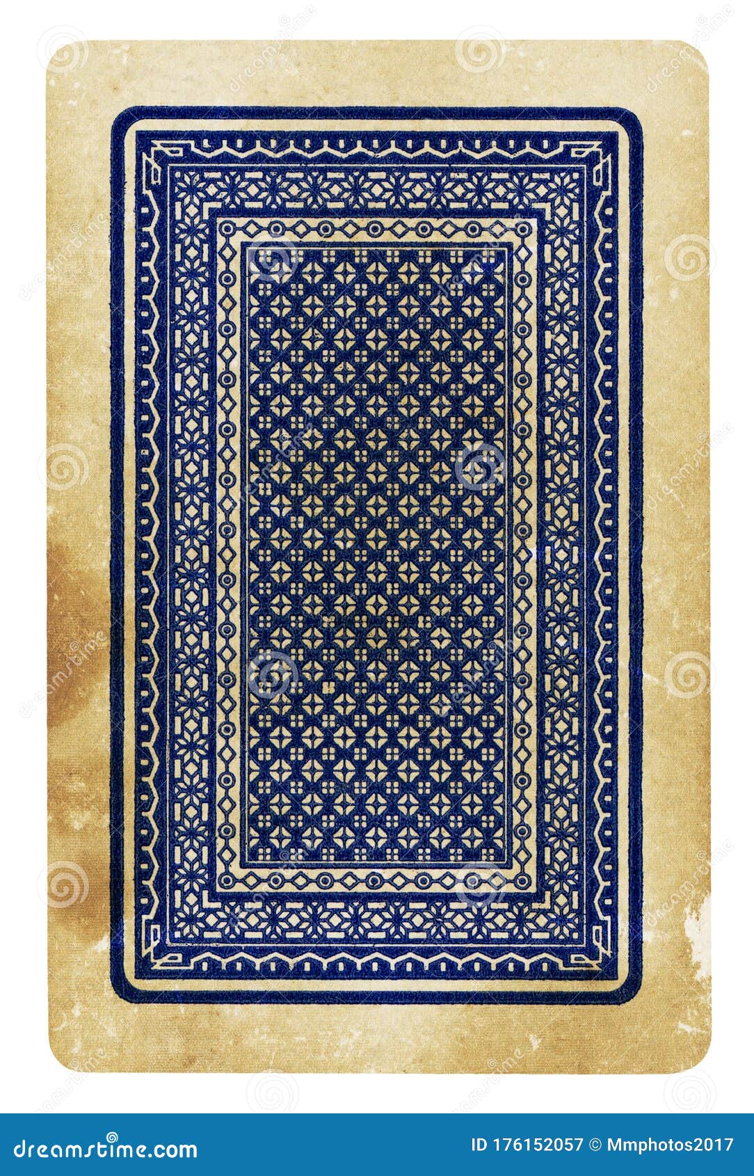 Playing Card - Back Side Isolated on White Stock Image - Image of ...