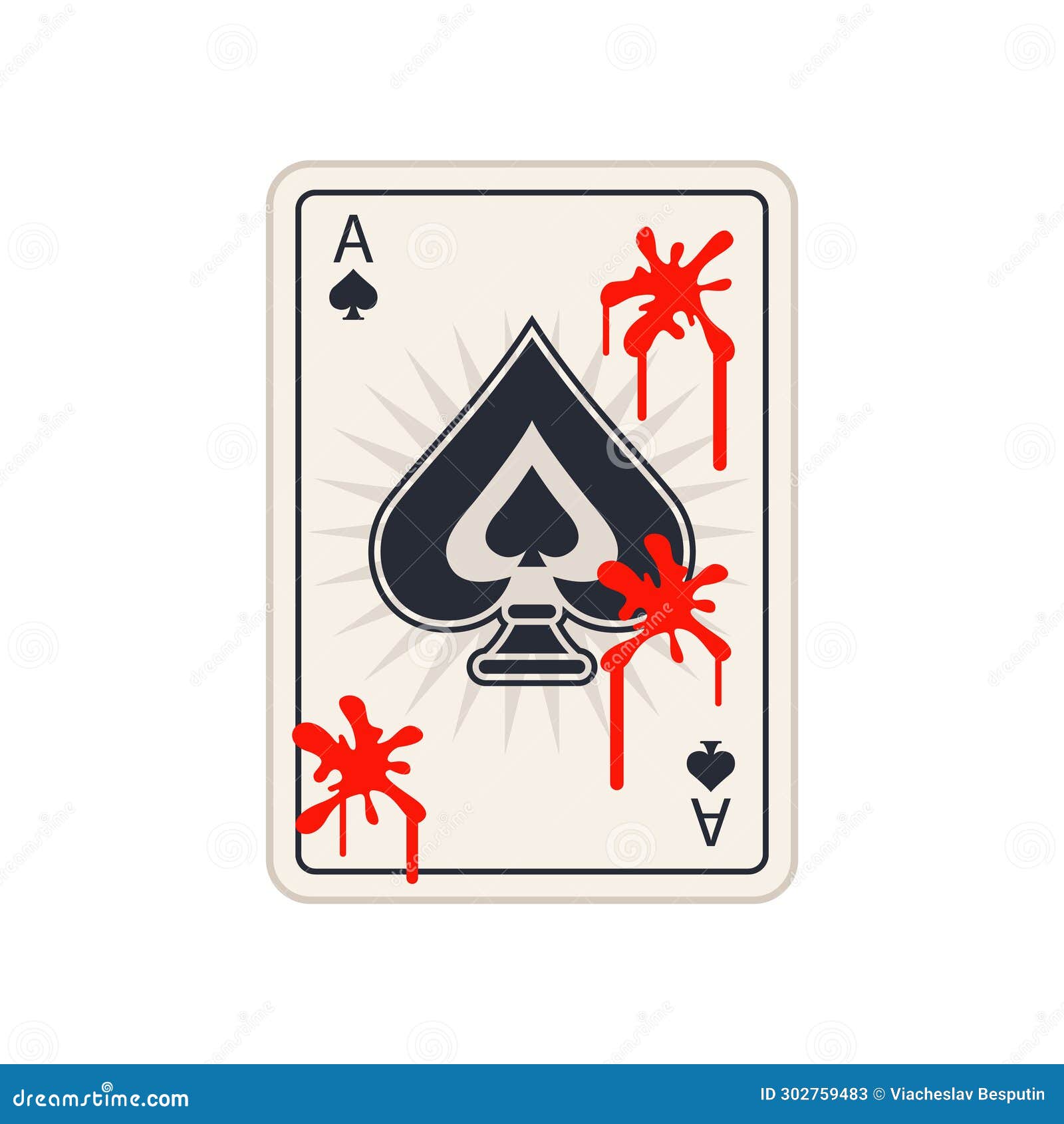 Playing card in blood. stock vector. Illustration of four - 302759483
